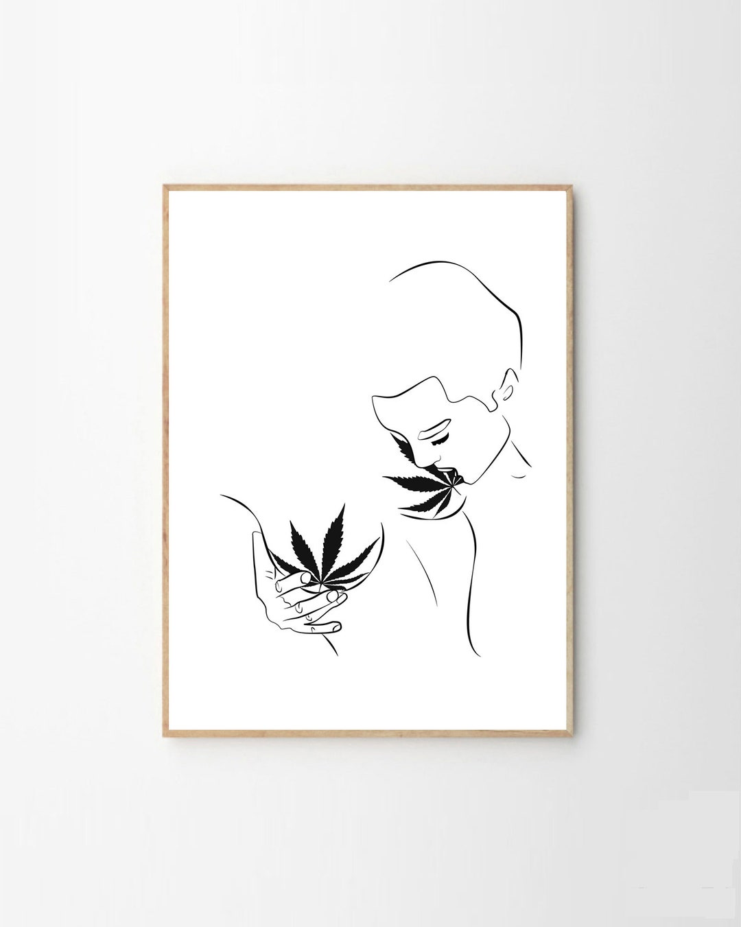 Smoking Woman Line Art Print,printable Wall Art, Weed Wall Art ...