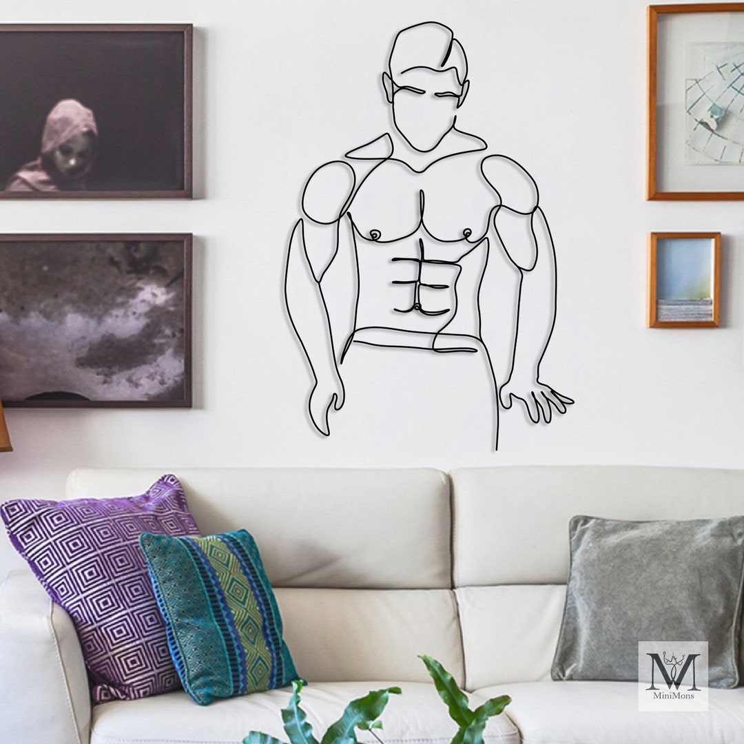 Modern Masculine Metal Line Art, Anniversary Gift for Him, Man Body ...