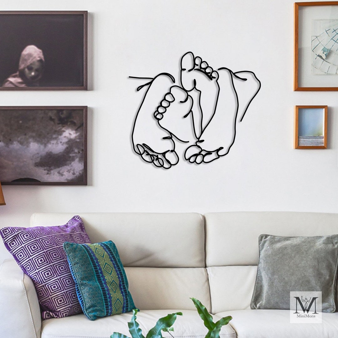 Cuddling Feet Line Art, Couple Wall Art, Home Wall Art, Metal Wall ...