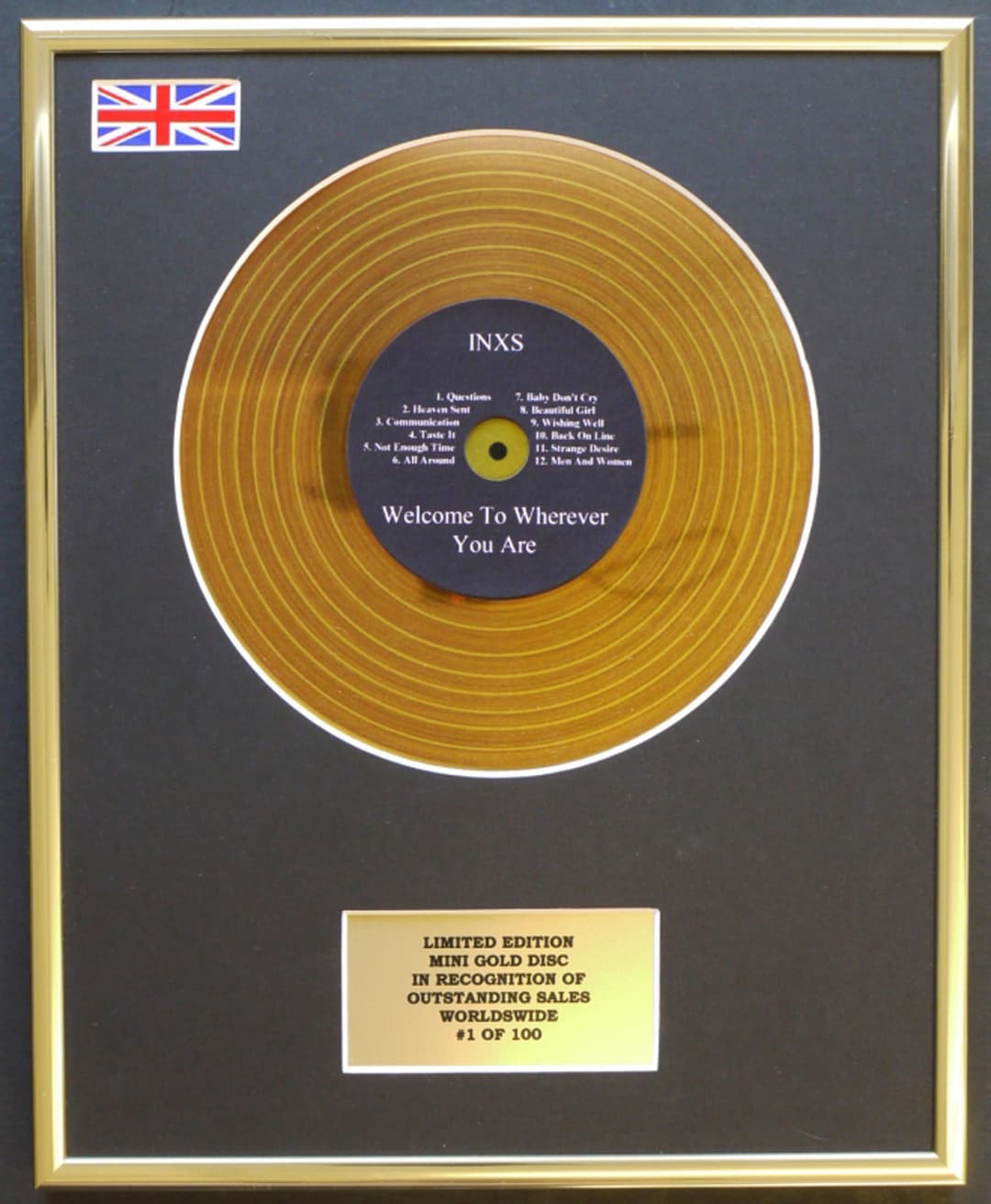 INXS / Mini Metal Gold Disc Display/ Limited Edition/ Coa/ Welcome to ...