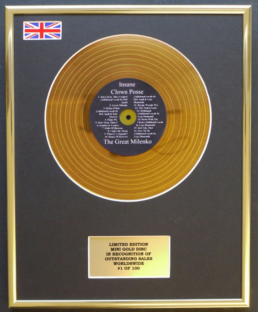 Insane Clown Posse /mini Metal Gold Disc Display/limited Edition/coa ...