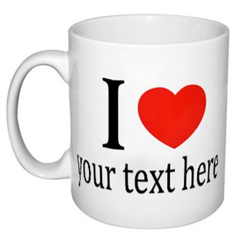 Personalised I LOVE MUG/ Custom Word Mug - Etsy
