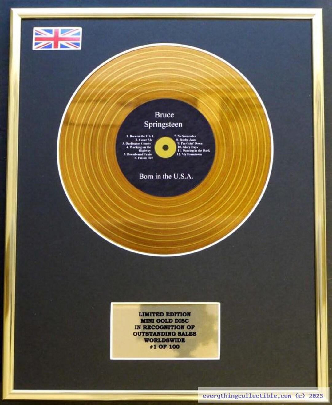 BRUCE SPRINGSTEEN / Mini Metal Gold Disc Display/ Limited Edition/ Coa ...