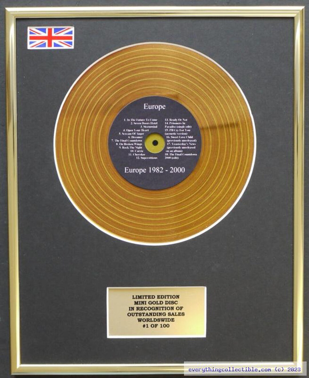 EUROPE / Mini Metal Gold Disc Display/ Limited Edition/ Coa/ EUROPE ...