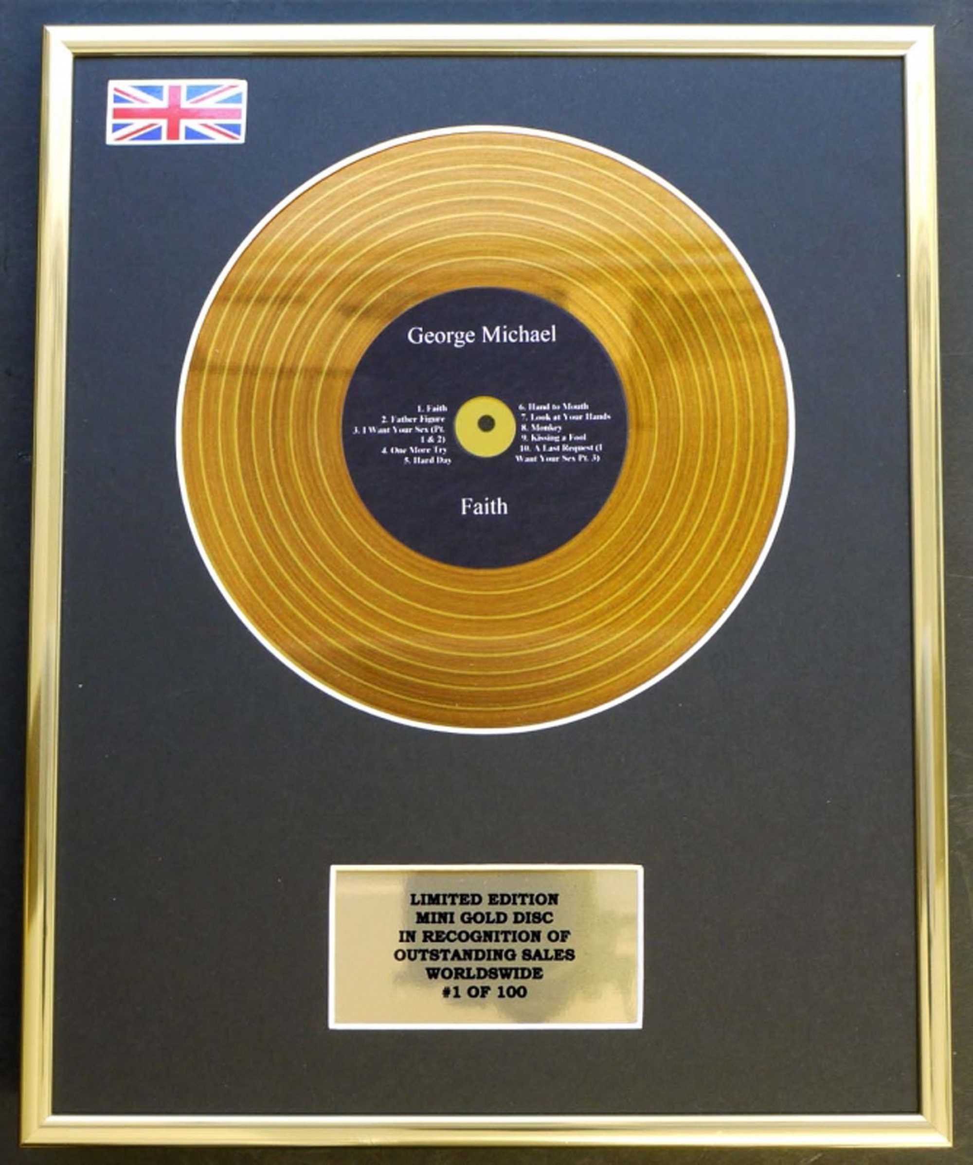 GEORGE MICHAEL / Mini Metal Gold Disc Display/ Limited Edition/ Coa ...