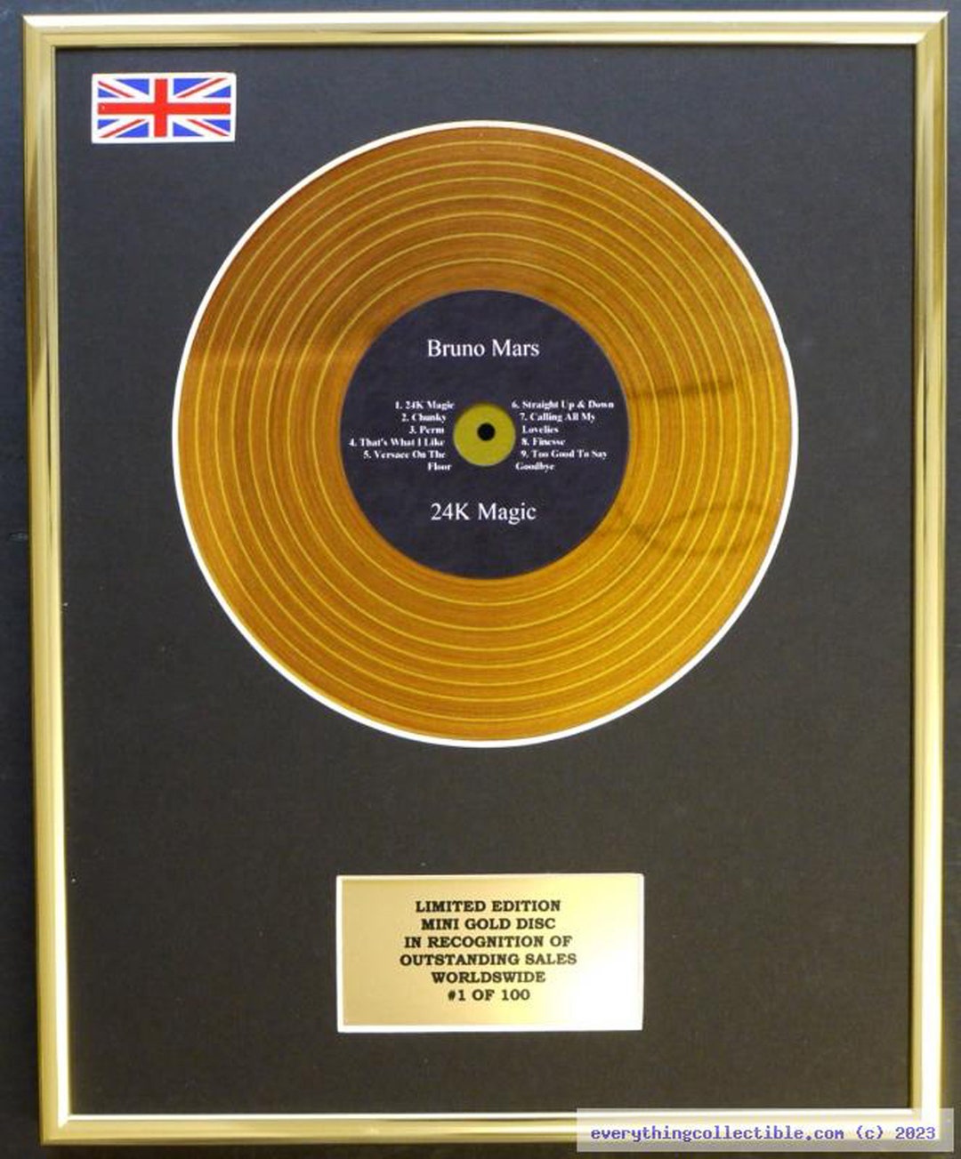 BRUNO MARS / Mini Metal Gold Disc Display/ Limited Edition/ Coa/ 24K ...