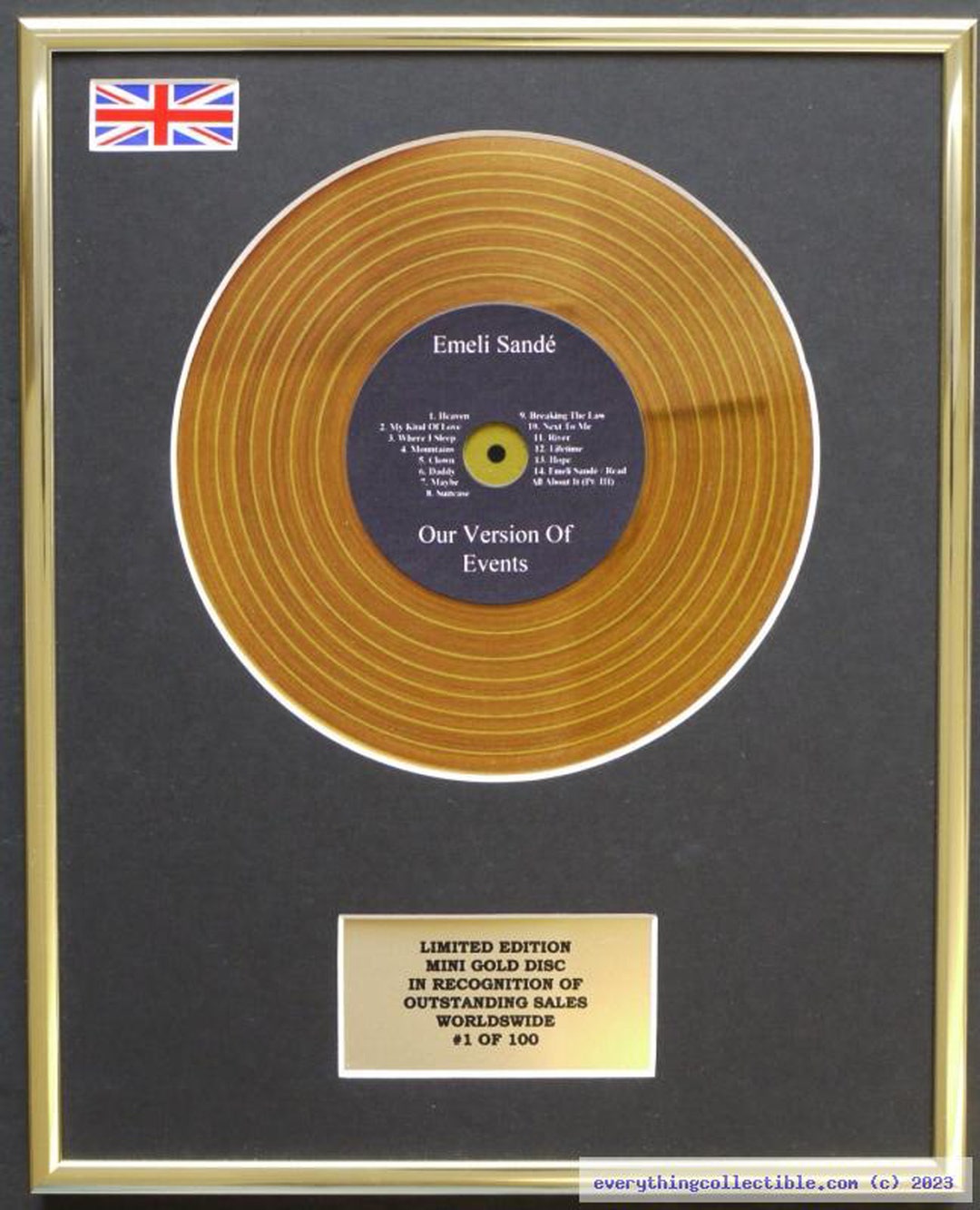 EMELI SANDE / Mini Metal Gold Disc Display/ Limited Edition/ Coa/ Our ...
