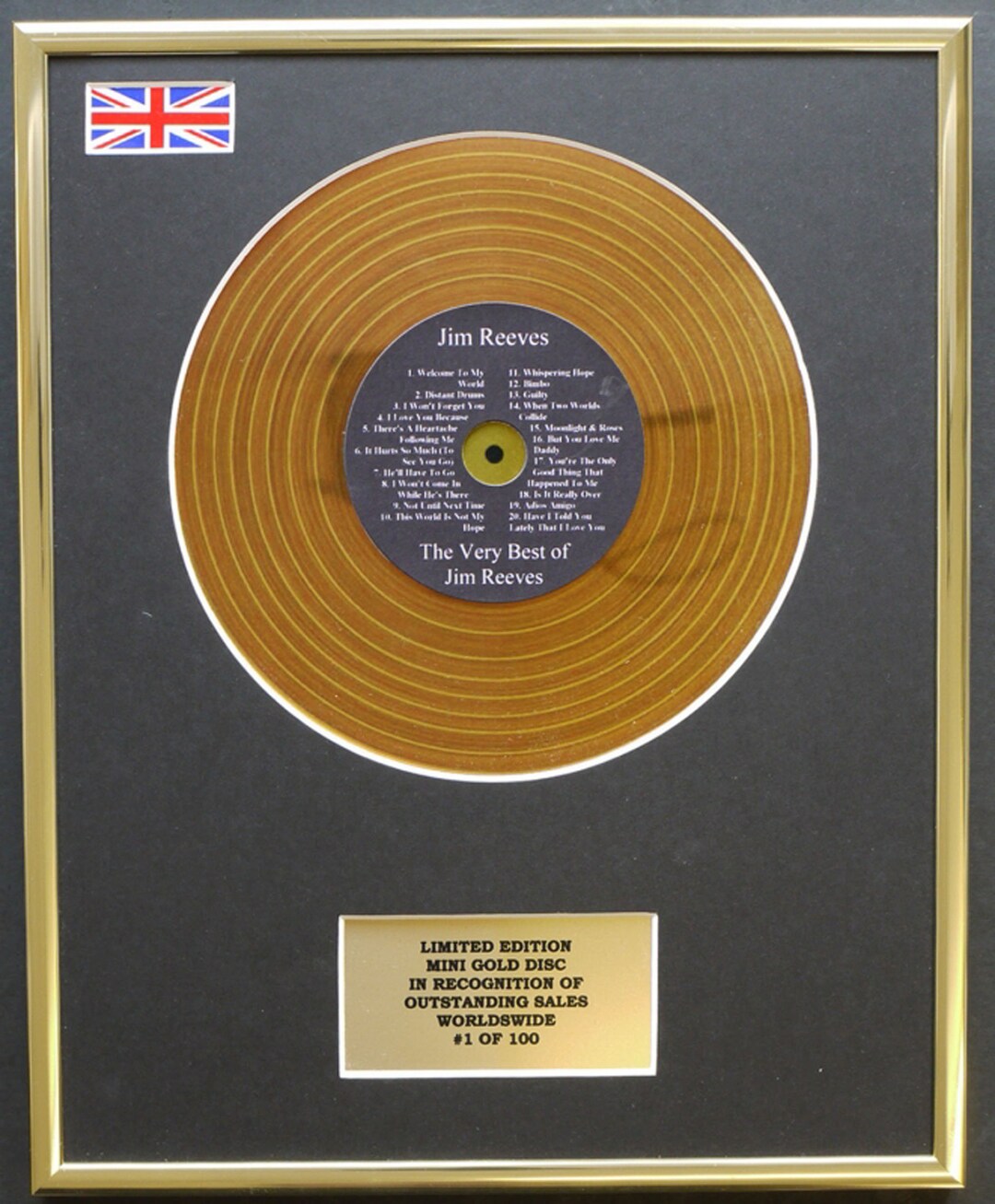 JIM REEVES / Mini Metal Gold Disc Display/ Limited Edition/ - Etsy