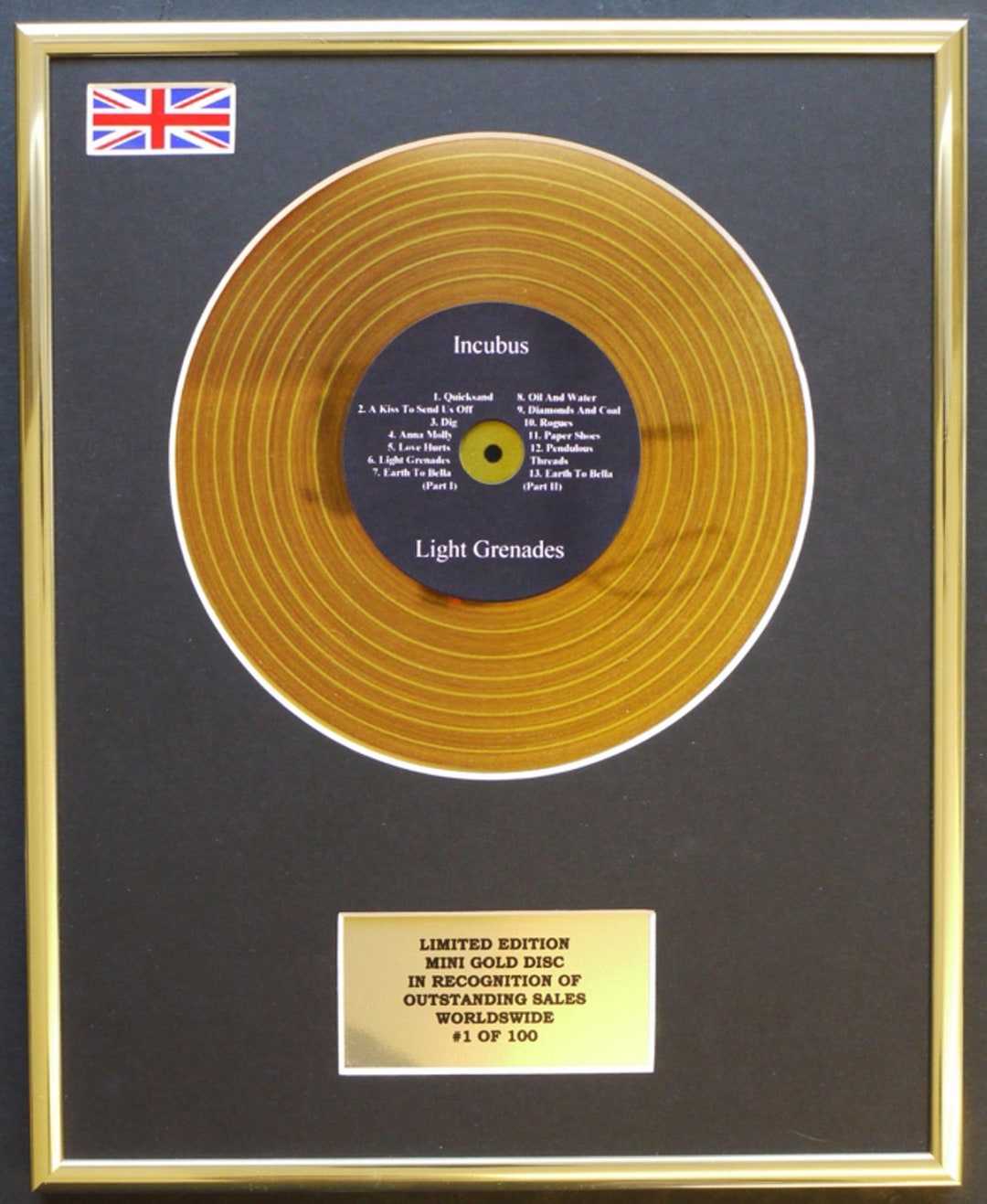 INCUBUS / Mini Metal Gold Disc Display/ Limited Edition/ Coa/ LIGHT ...