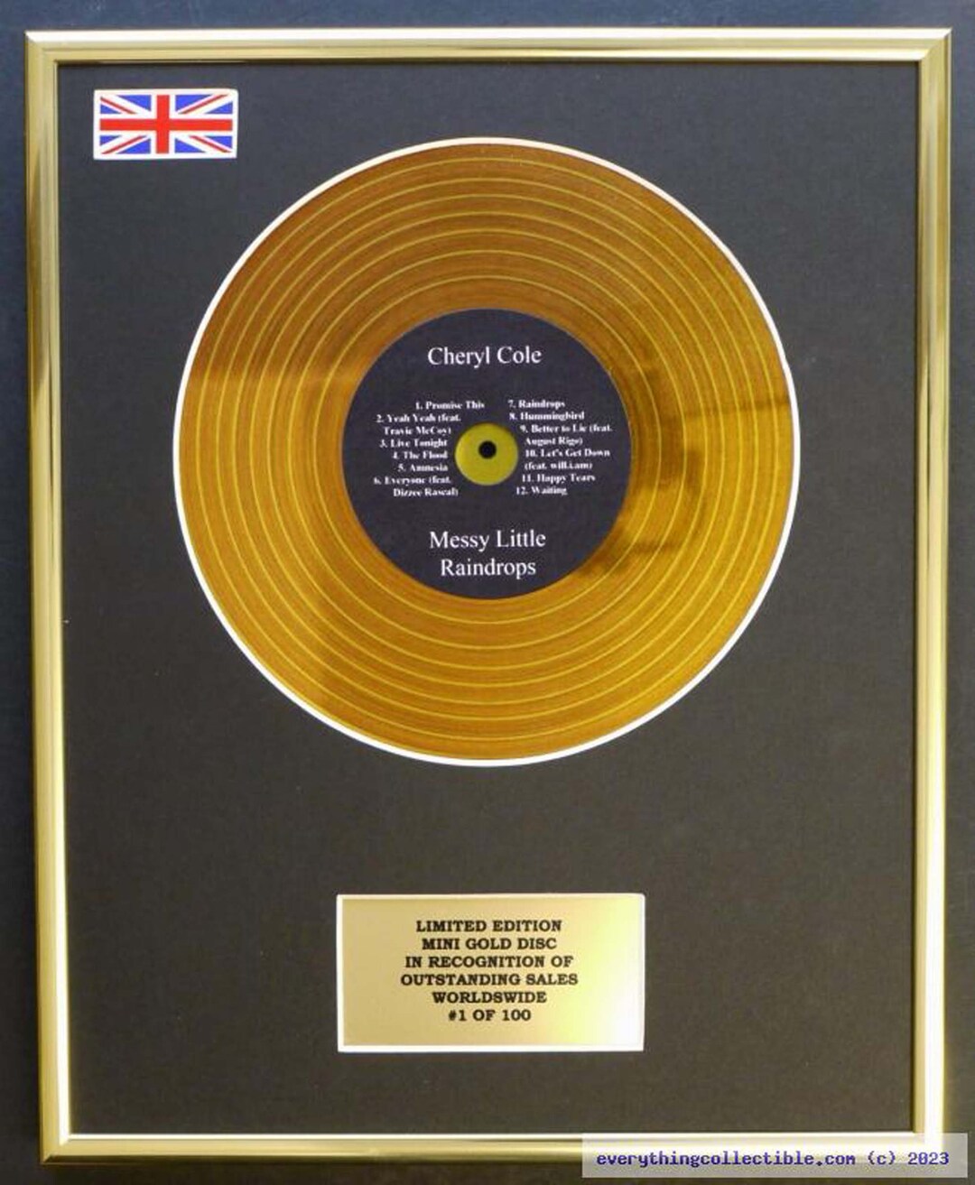 CHERYL COLE / Mini Metal Gold Disc Display/ Limited Edition/ Coa/ Messy ...