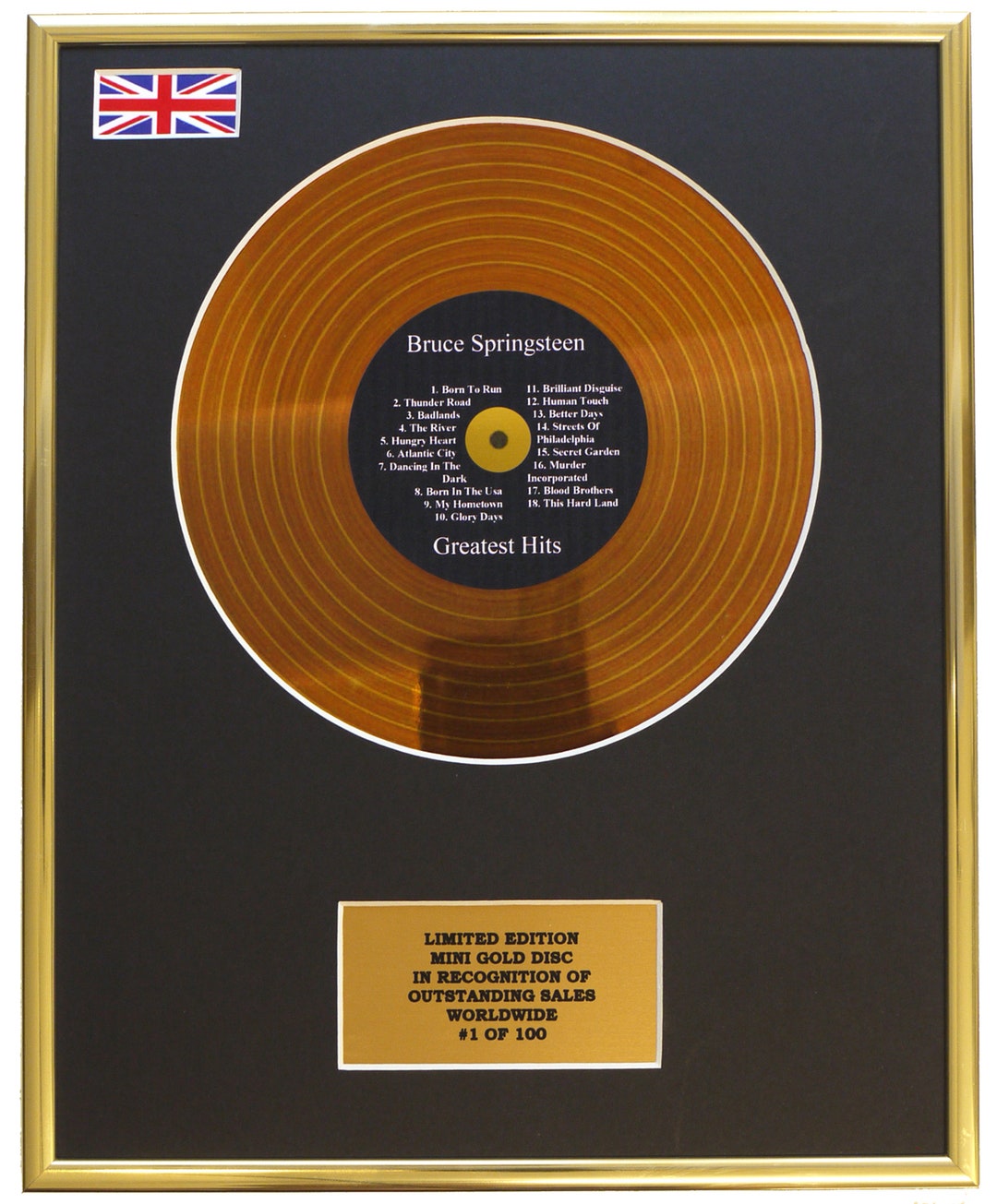BRUCE SPRINGSTEEN / Mini Metal Gold Disc Display/ Limited Edition/ Coa ...