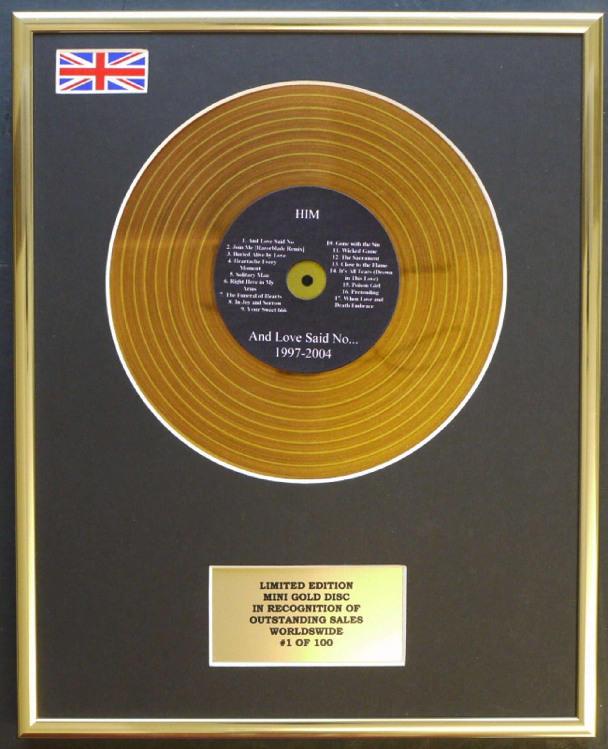 HIM / Mini Metal Gold Disc Display/ Limited Edition/ Coa/ and Love Said ...