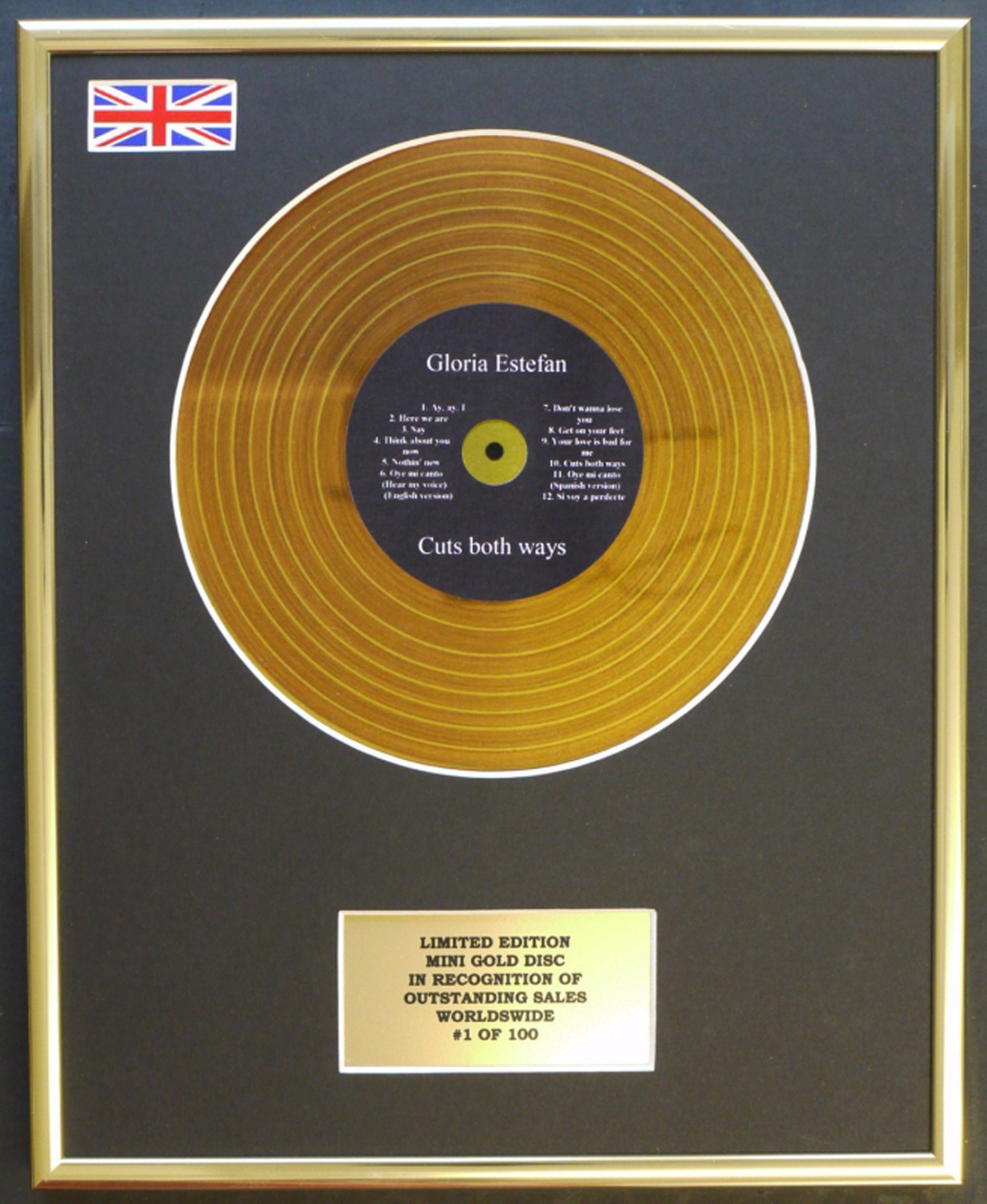 GLORIA ESTEFAN / Mini Metal Gold Disc Display/ Limited Edition/ Coa ...