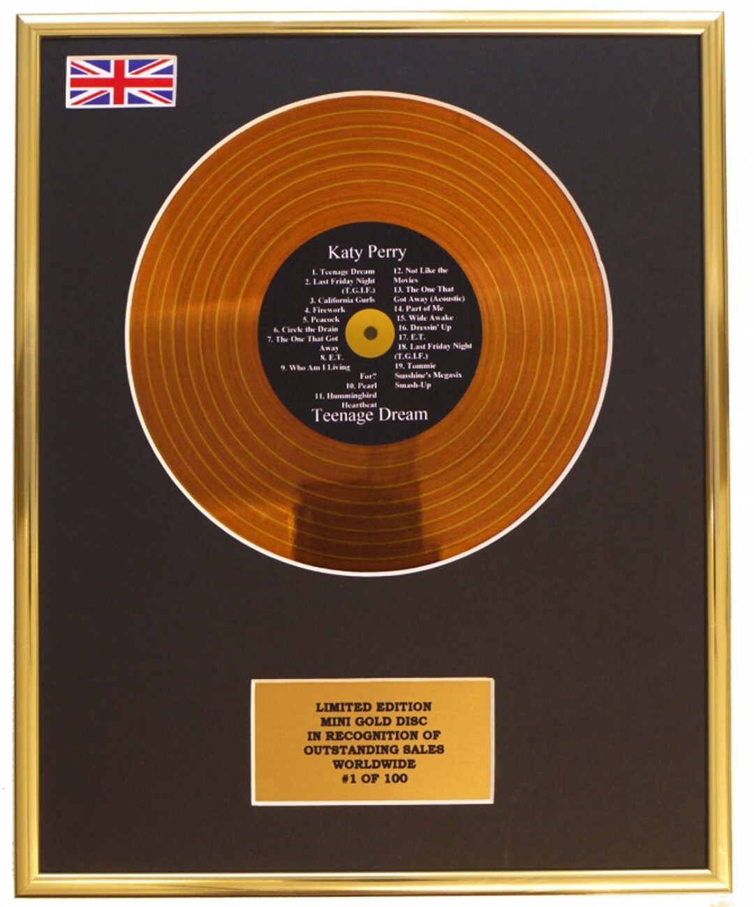 KATY PERRY / Mini Metal Gold Disc Display/ Limited Edition/ Coa ...