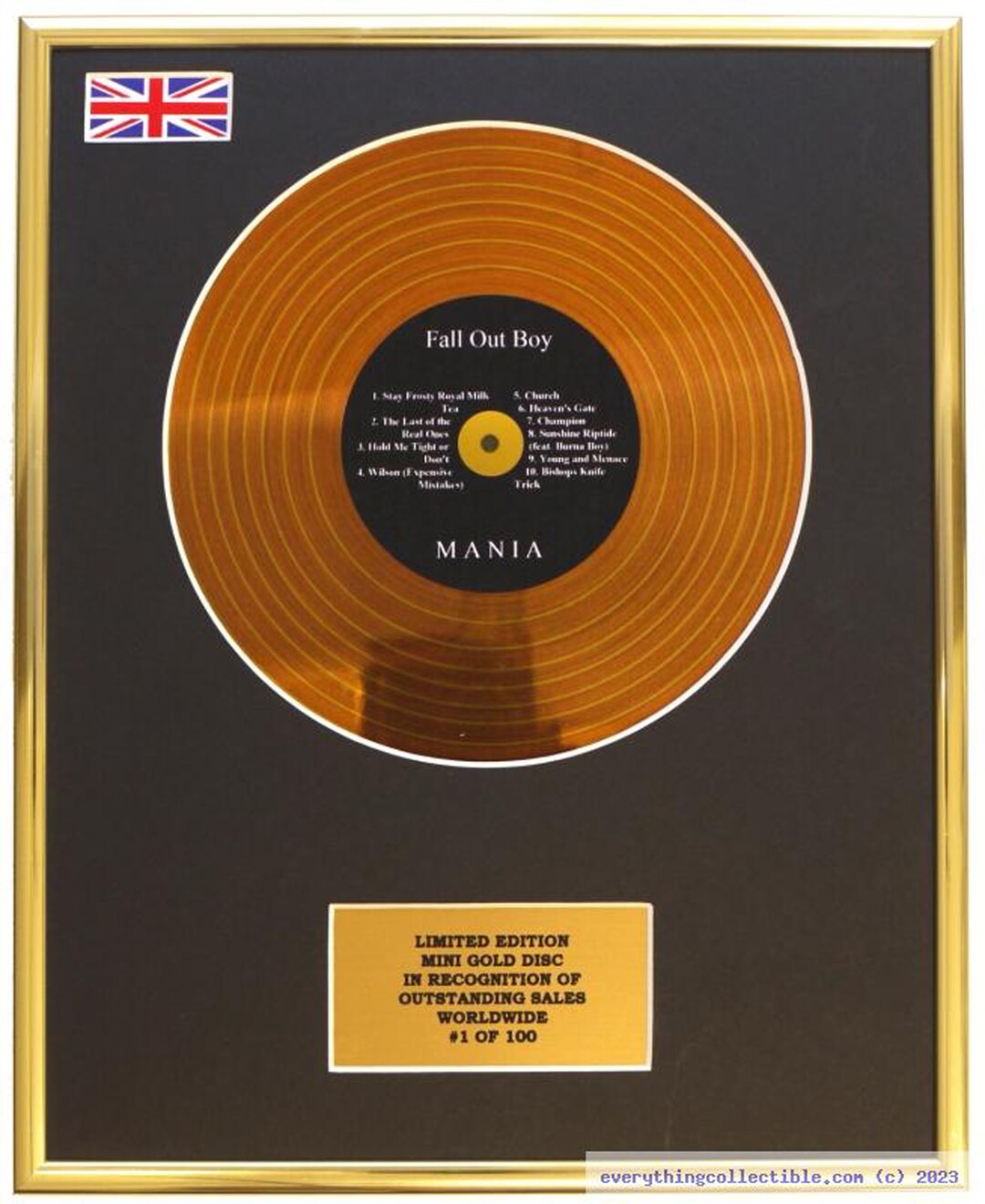 FALL OUT BOY / Mini Metal Gold Disc Display/ Limited Edition/ Coa ...