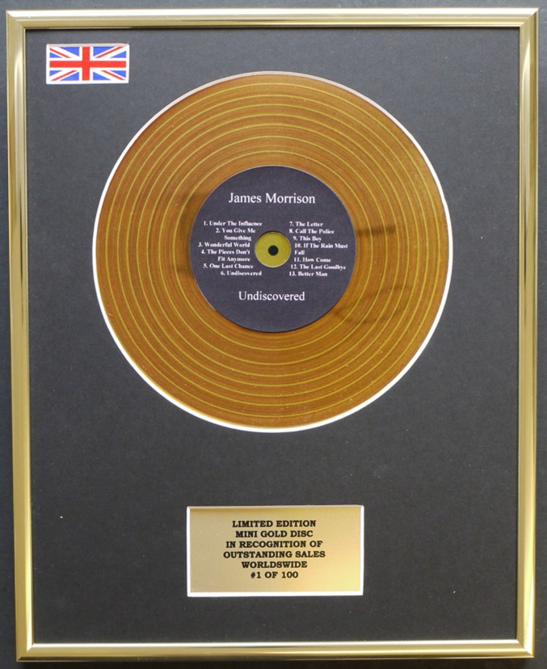 JAMES MORRISON / Mini Metal Gold Disc Display/ Limited Edition/ Coa ...