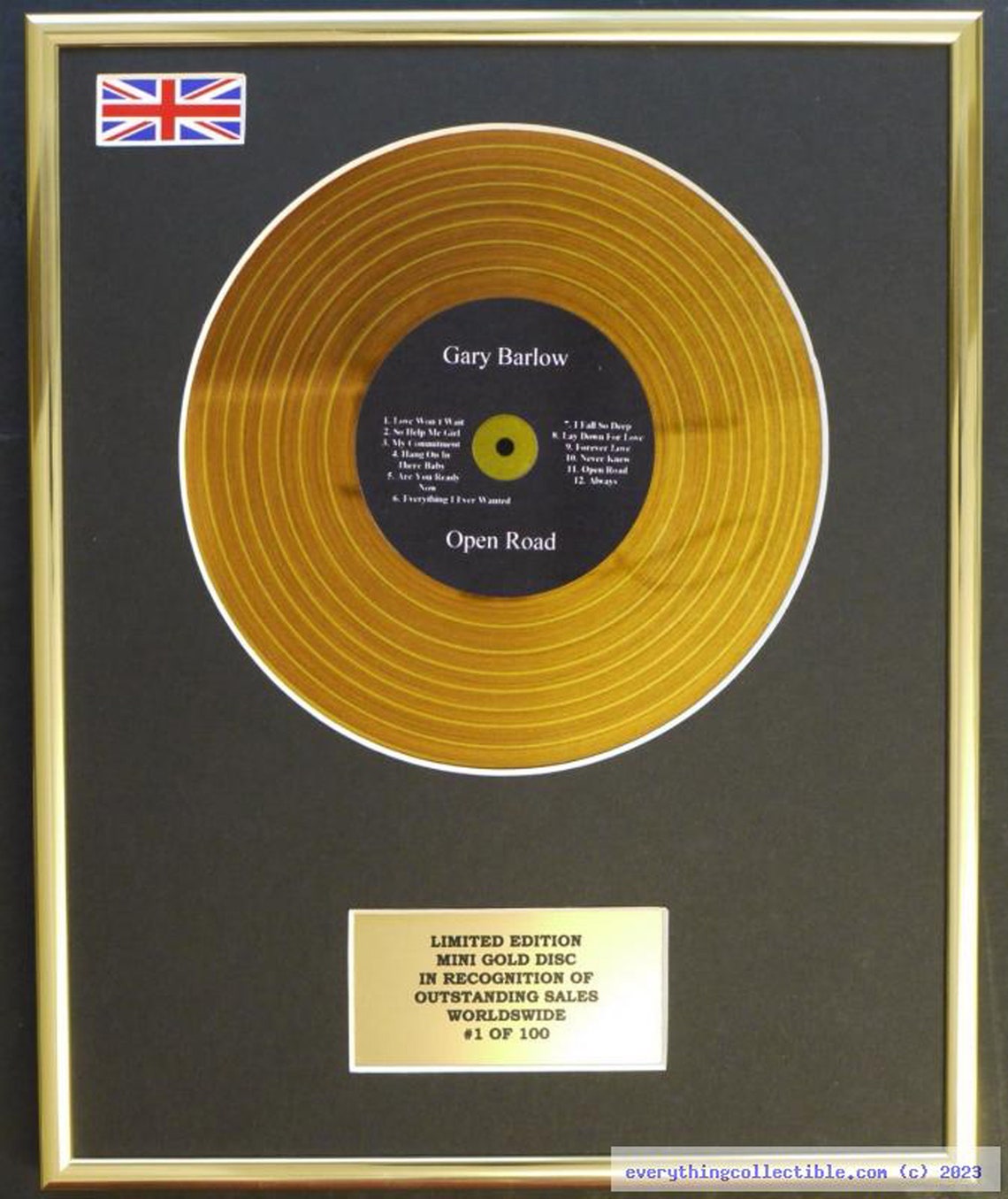 GARY BARLOW / Mini Metal Gold Disc Display/ Limited Edition/ Coa/ Open ...