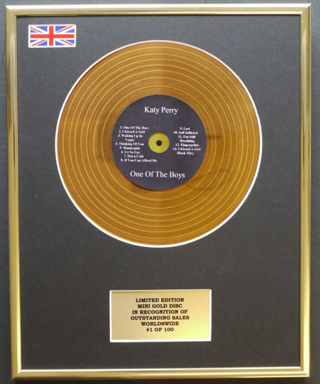 KATY PERRY / Mini Metal Gold Disc Display/ Limited Edition/ Coa/ One of ...