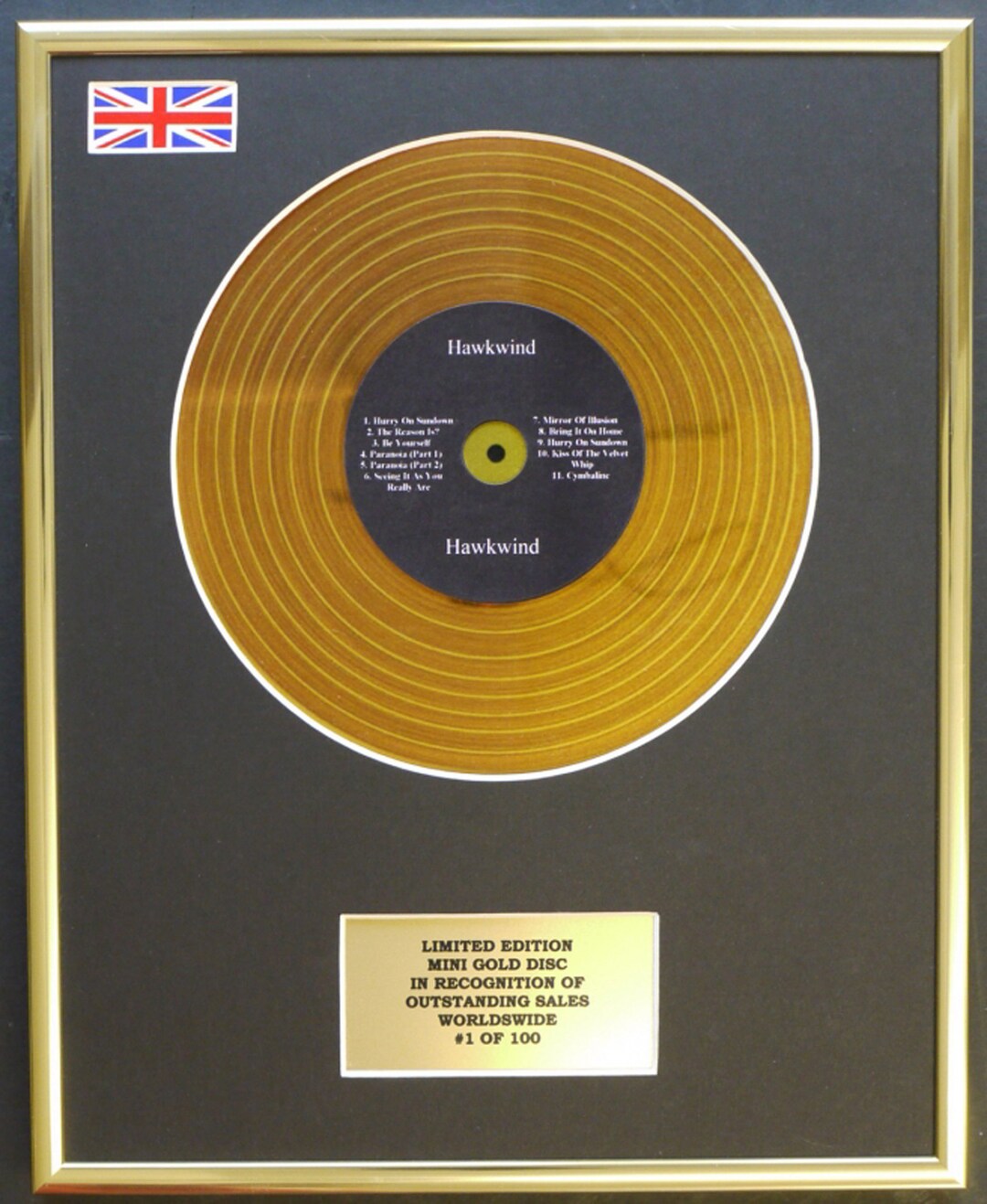 HAWKWIND / Mini Metal Gold Disc Display/ Limited Edition/ Coa/ HAWKWIND ...