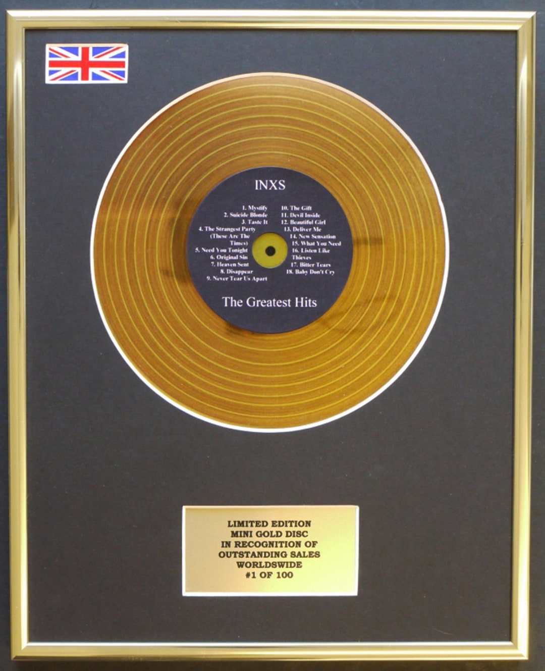 INXS / Mini Metal Gold Disc Display/ Limited Edition/ Coa/ the Greatest ...
