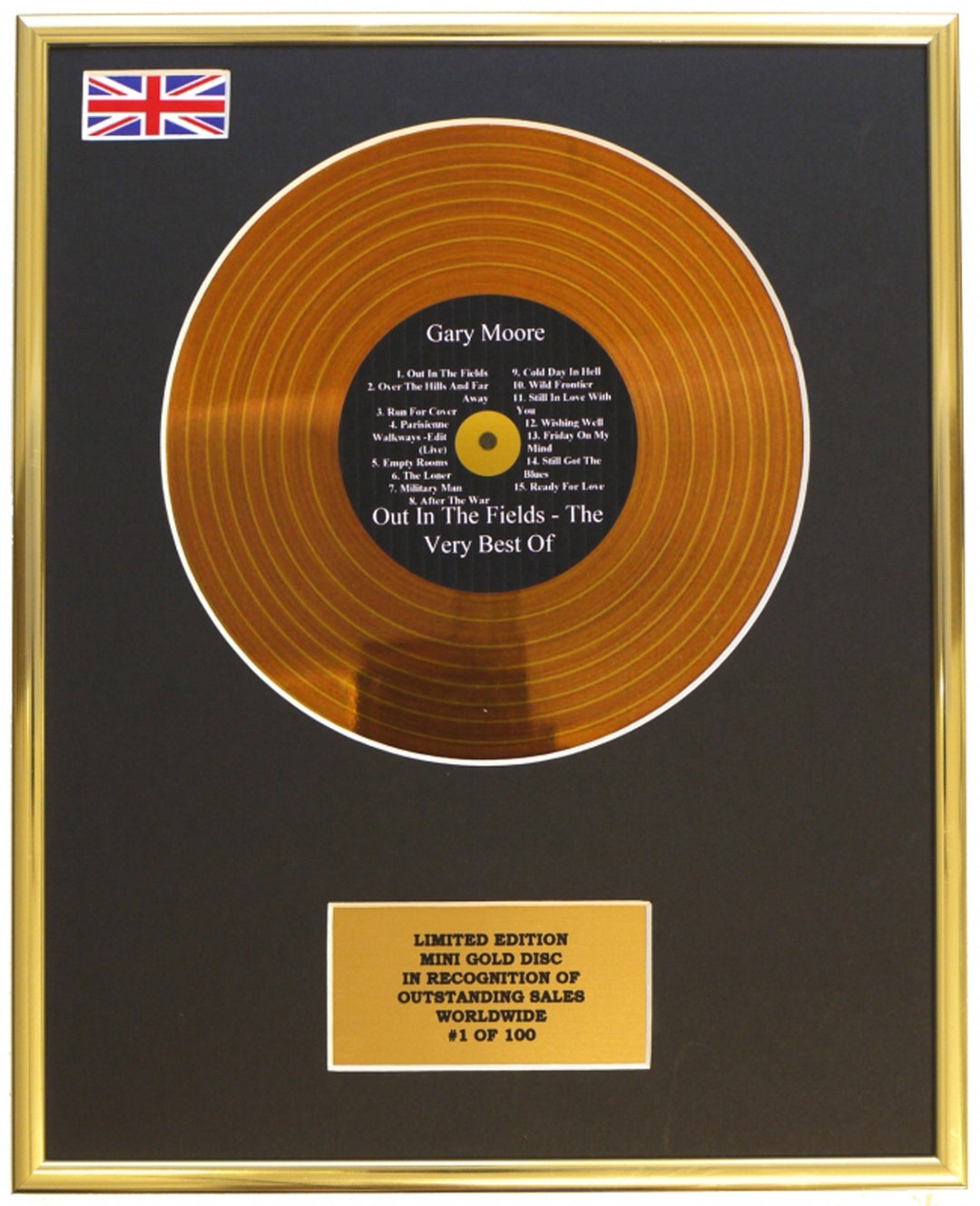 GARY MOORE / Mini Metal Gold Disc Display/ Limited Edition/ Coa/ Out in ...