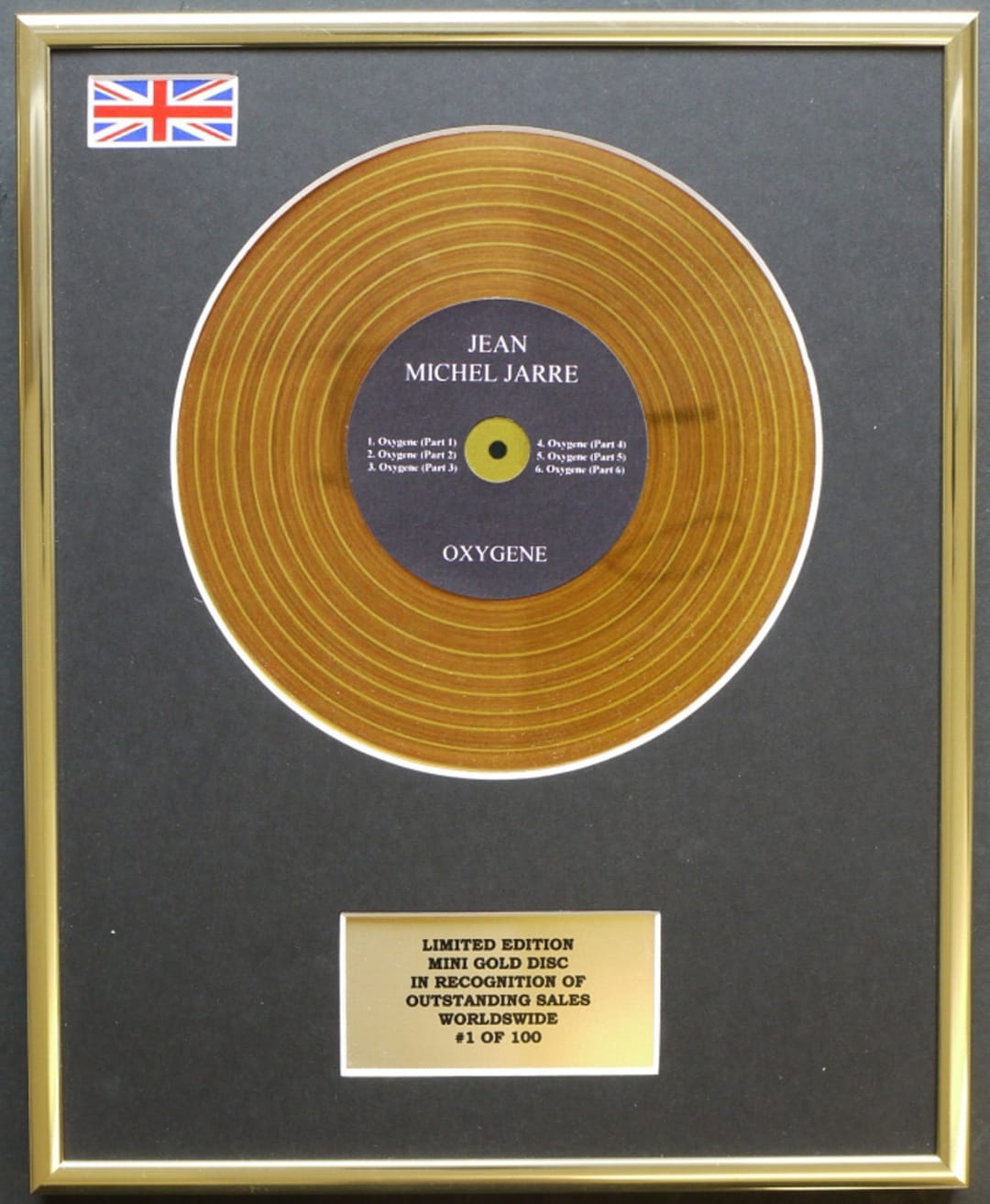 JEAN MICHEL JARRE / Mini Metal Gold Disc Display/ Limited Edition/ Coa ...