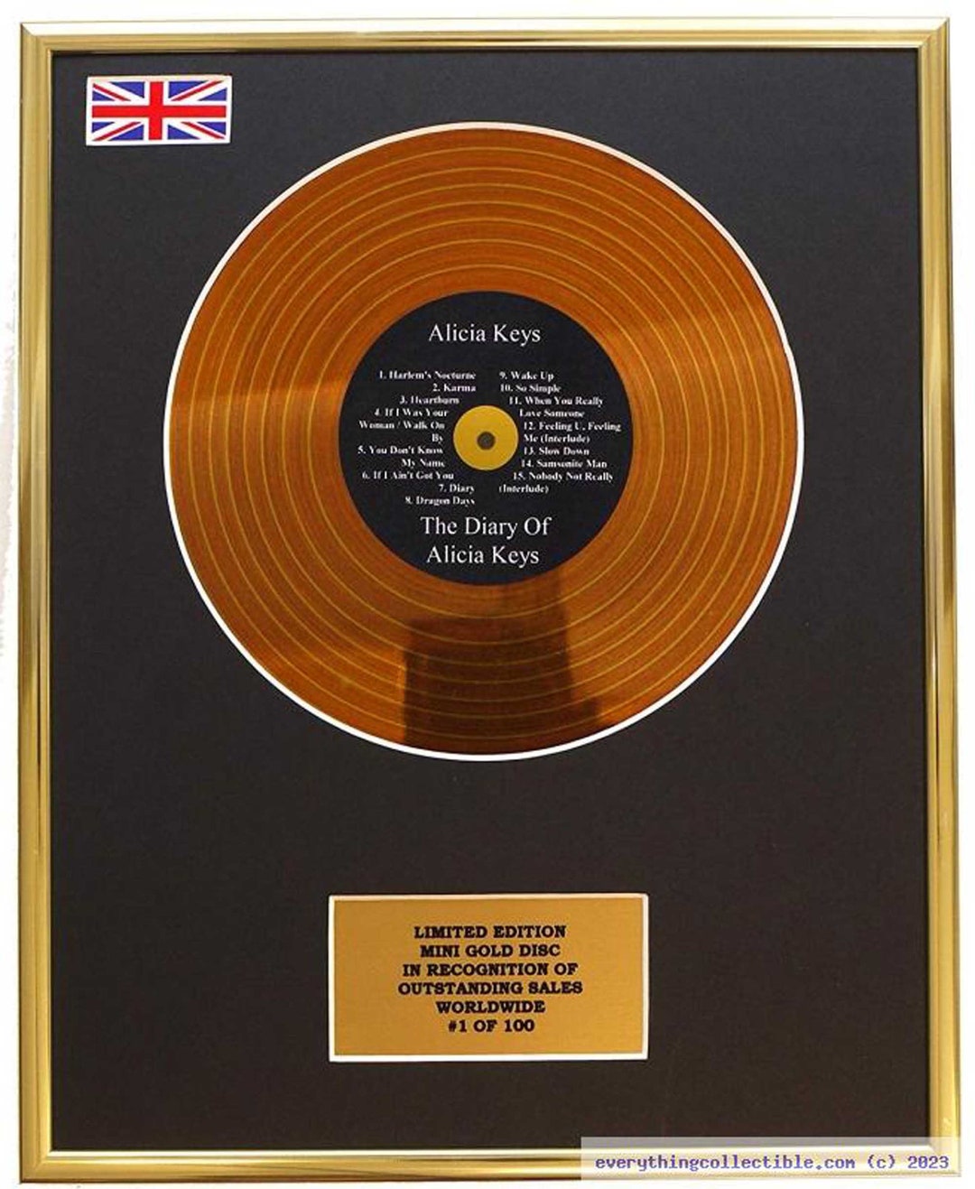 ALICIA KEYS / Mini Metal Gold Disc Display/ Limited Edition/ Coa/ the ...