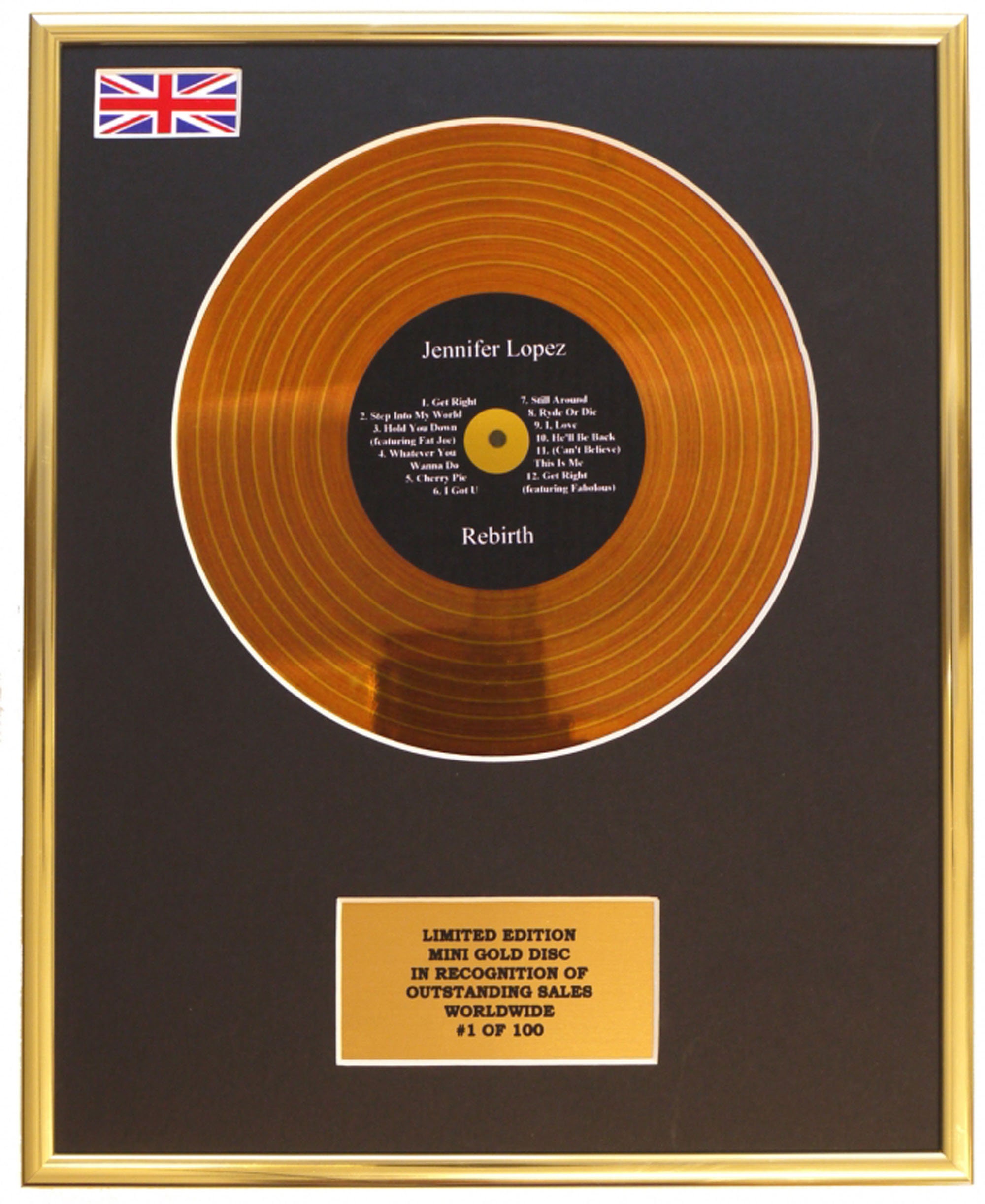 JENNIFER LOPEZ / Mini Metal Gold Disc Display/ Limited Edition/ Coa ...