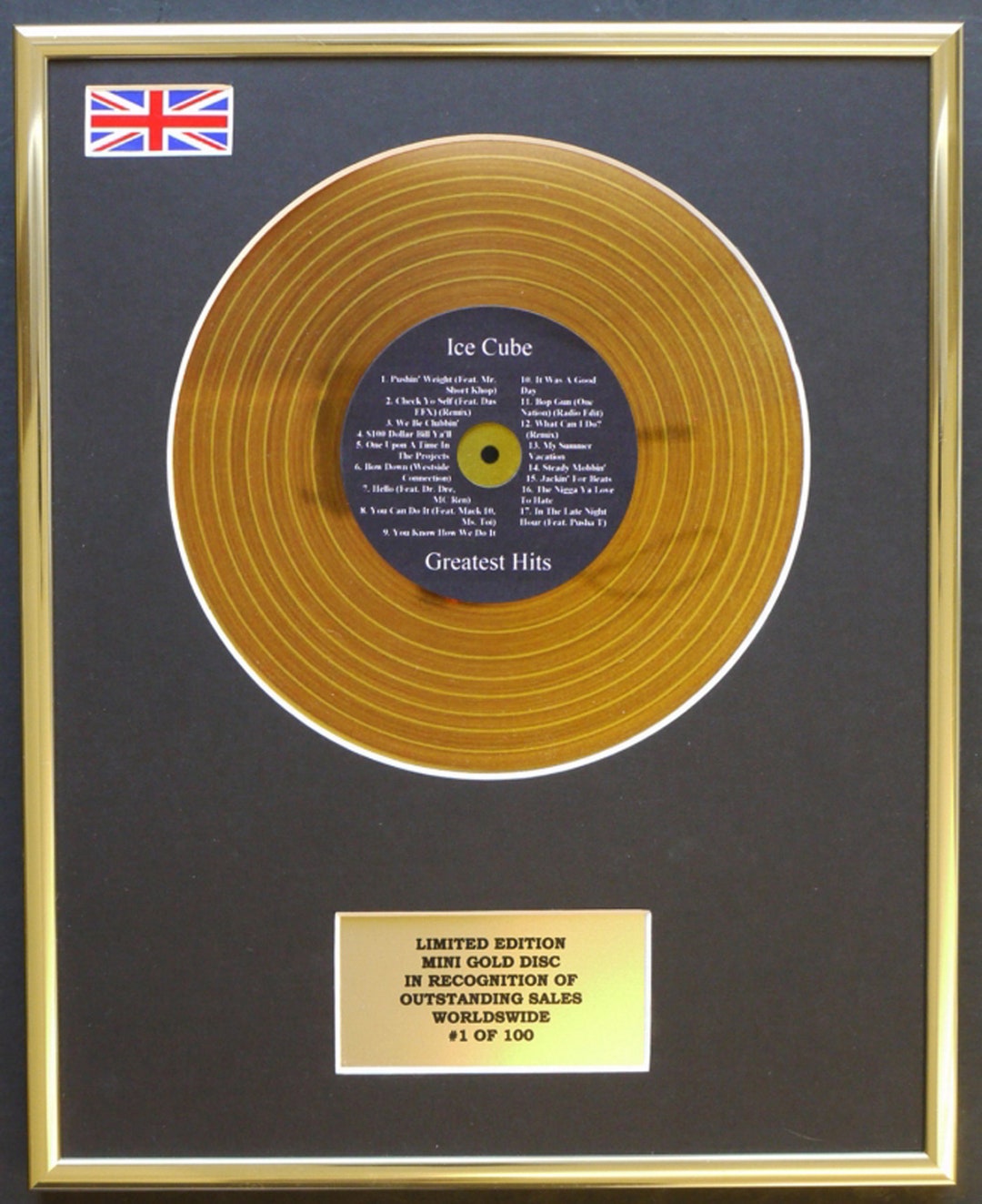 ICE CUBE / Mini Metal Gold Disc Display/ Limited Edition/ Coa/ Greatest ...