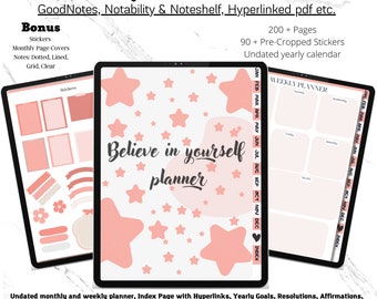 2023 Digital Planner, Digital Planner, Minimal Hyperlinked Planner for ...