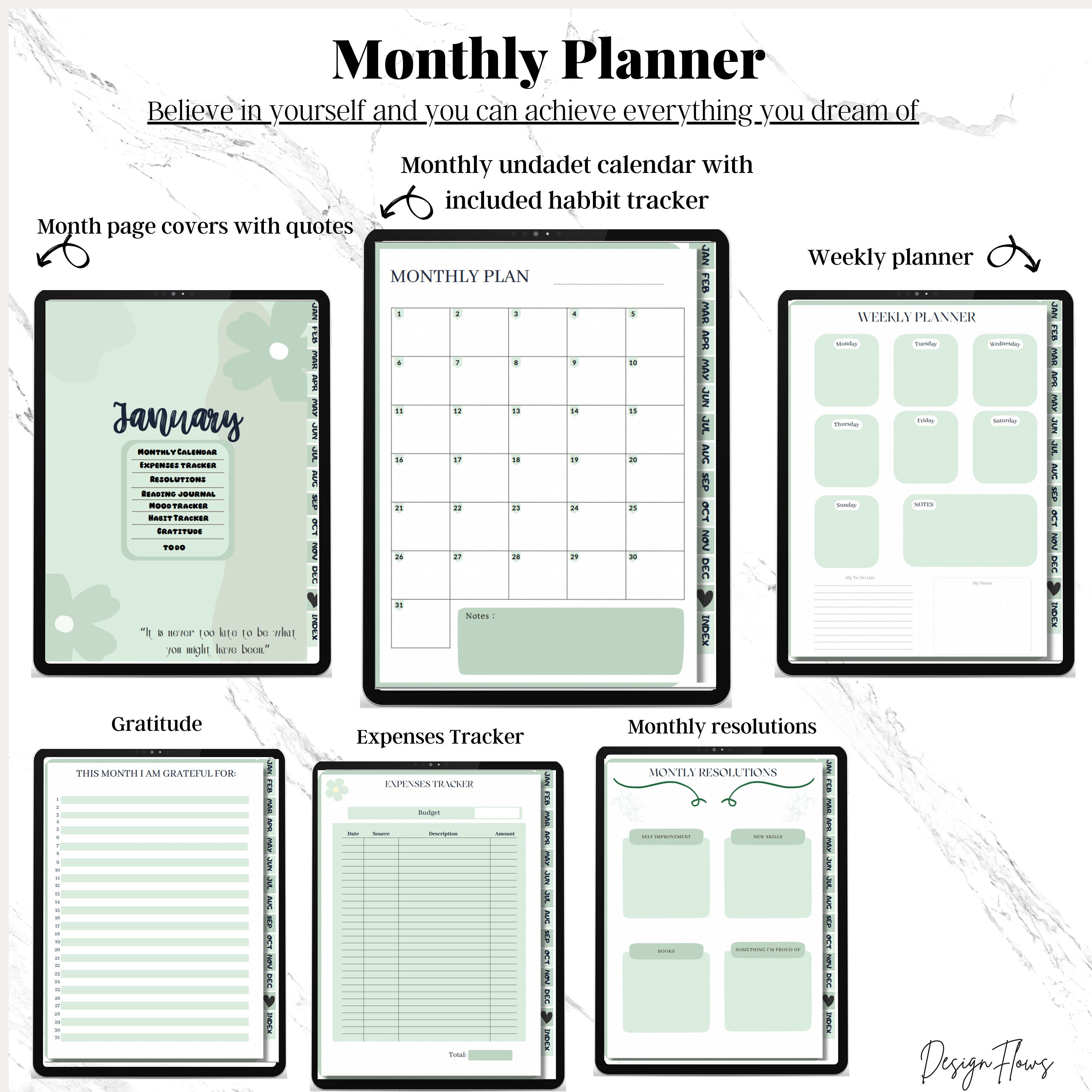 2023 Digital Planner, Digital Planner, Minimal Hyperlinked Planner for ...