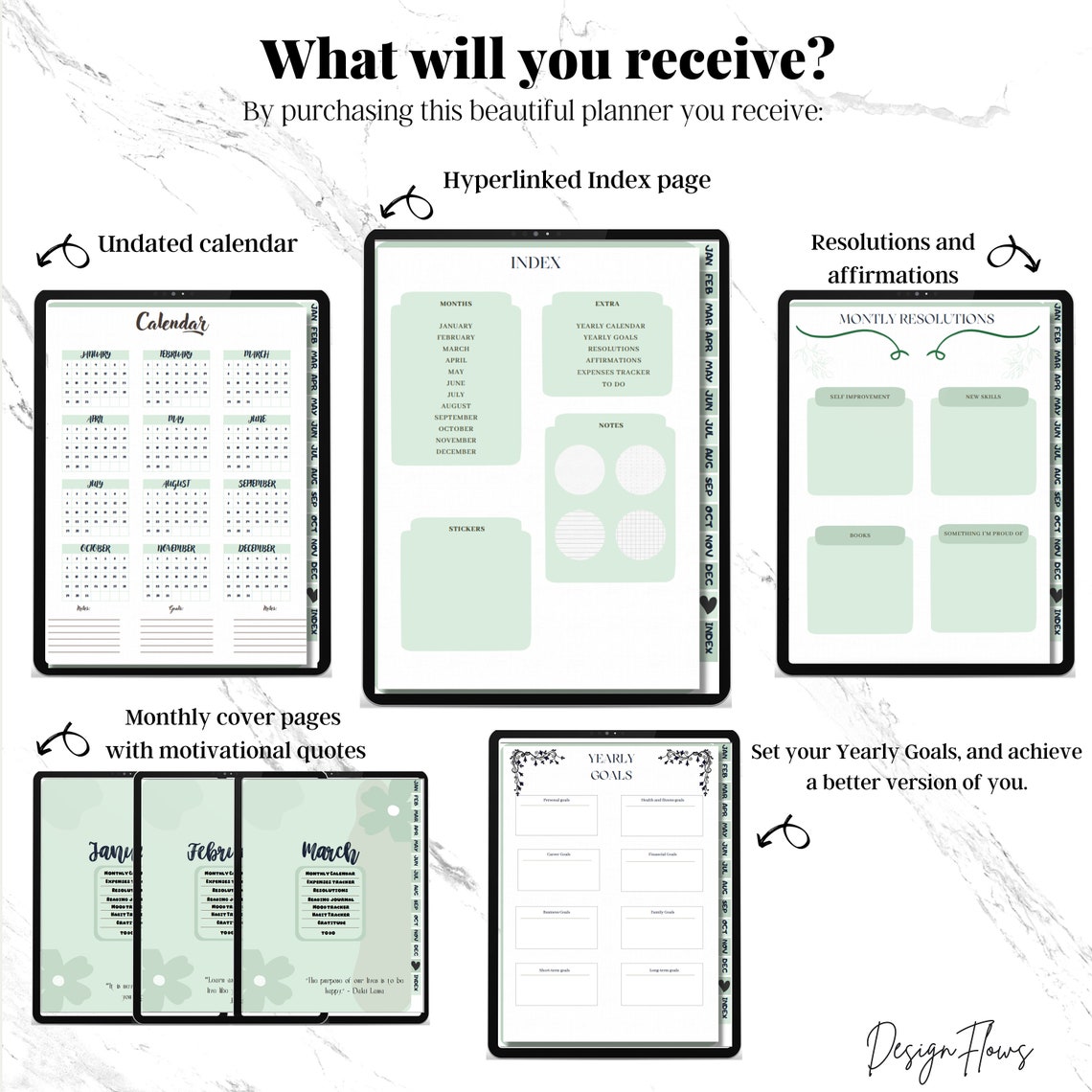 2023 Digital Planner, Digital Planner, Minimal Hyperlinked Planner for ...