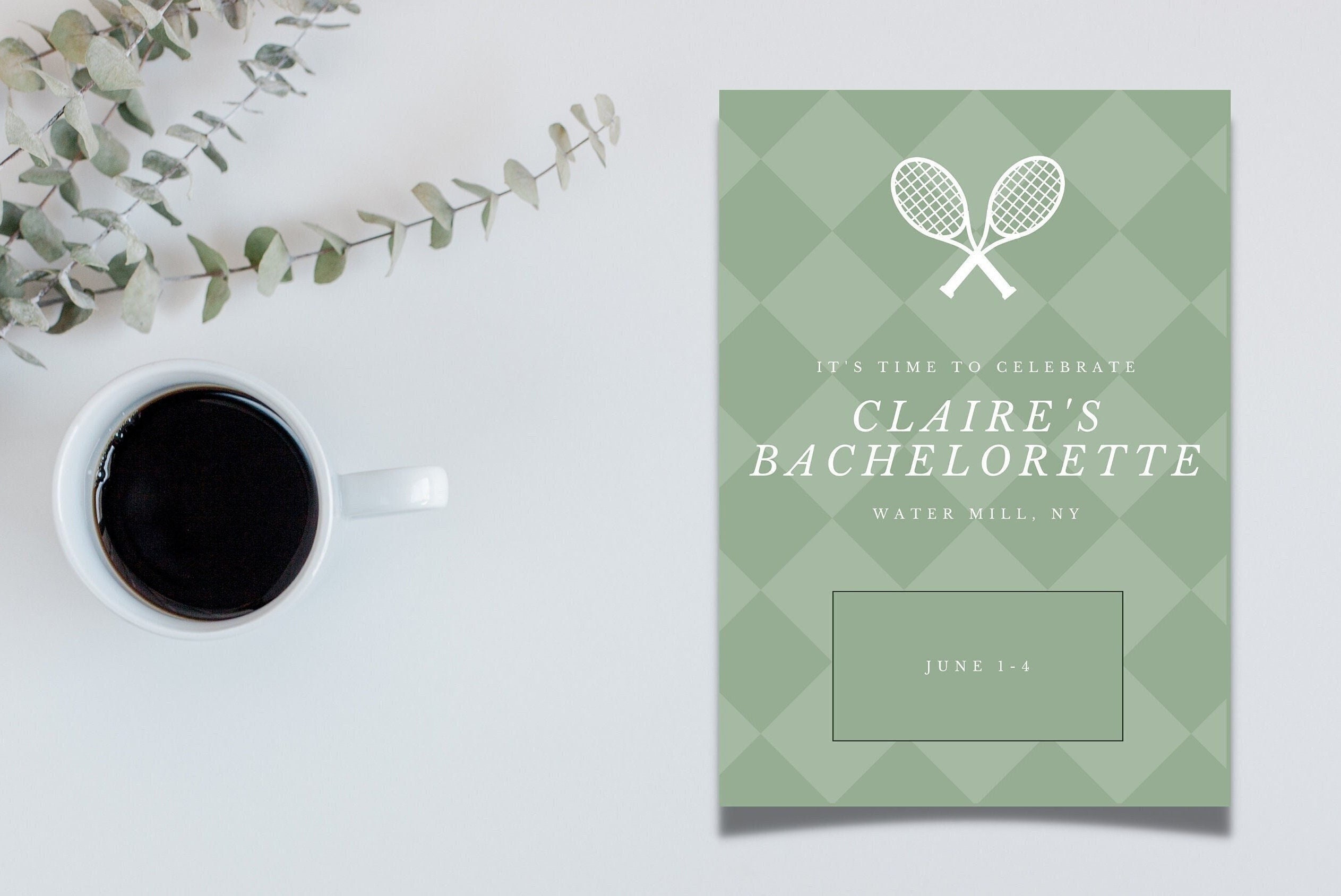 Bachelorette Invitation & Itinerary Editable Template Tennis Lite - Etsy