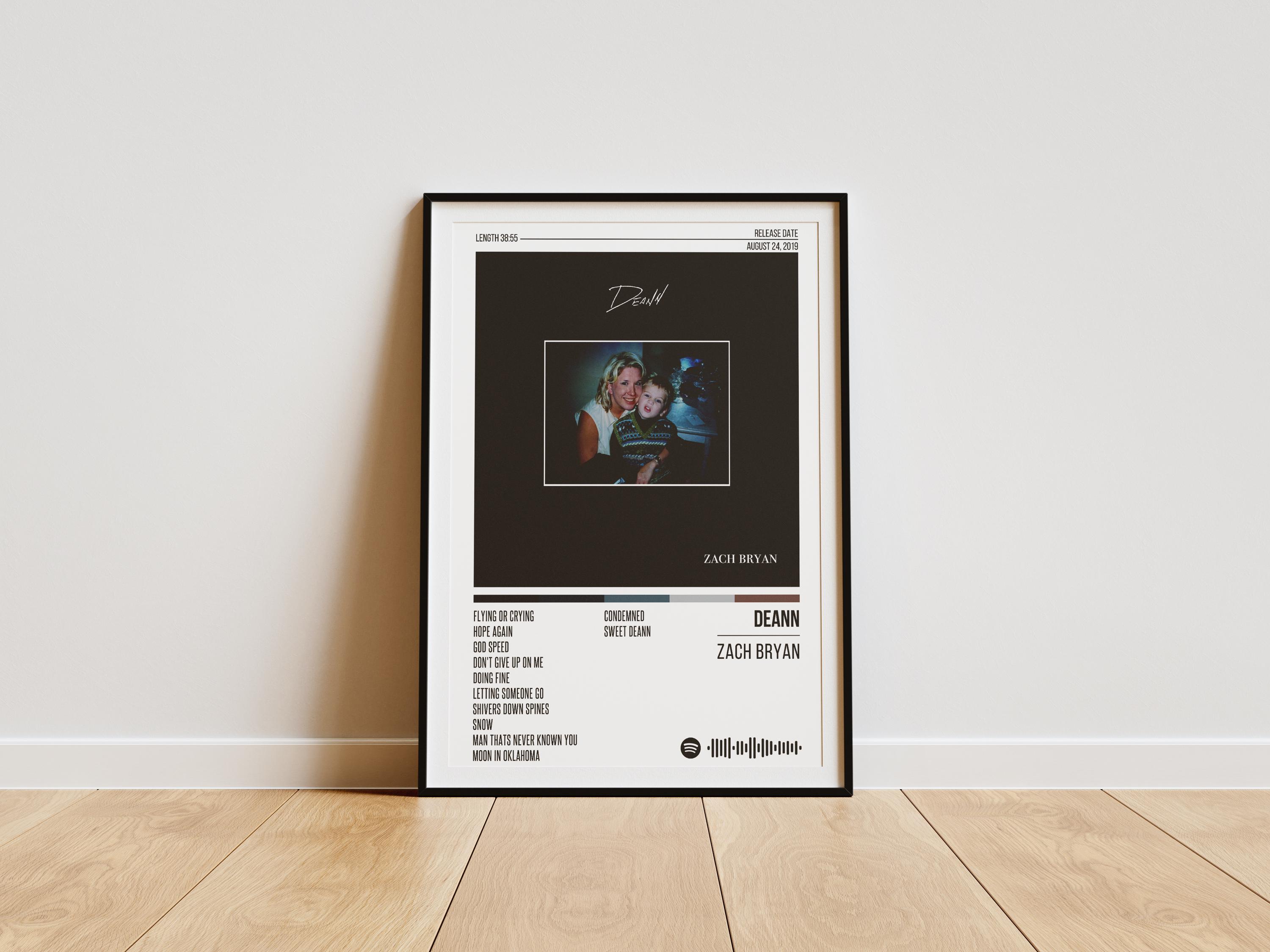 DIGITAL Zach Bryan - Deann Album Poster, Album Cover Poster, Country ...