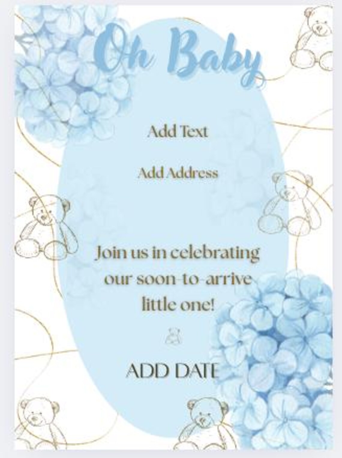 Boy Baby Shower Invitation Template – Editable in Canva Pro - Etsy