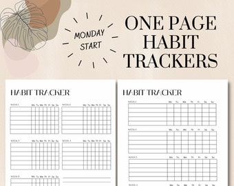 30 Day Multiple Habit Tracker | One Page Habit Tracker | Planners ...