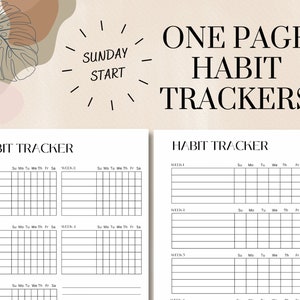 30 Day Multiple Habit Tracker One Page Habit Tracker Planners Monthly ...