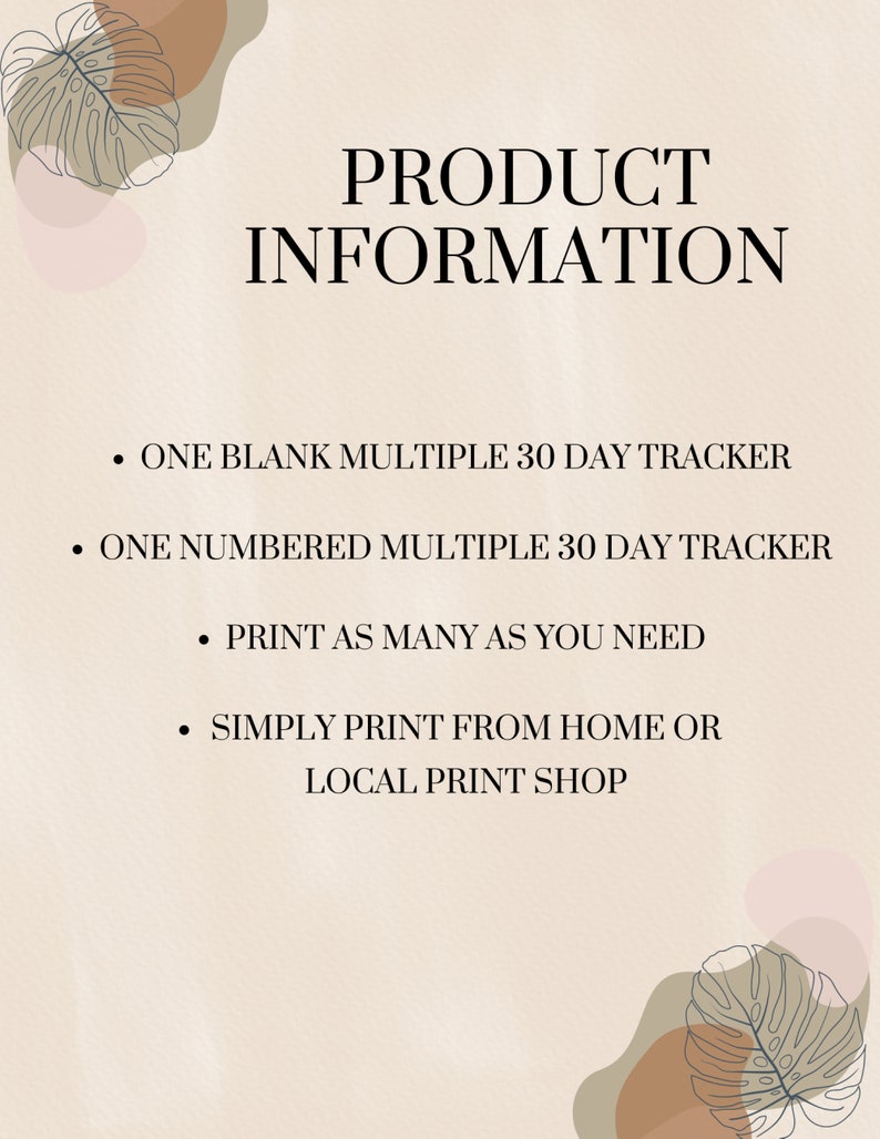 30 Day Multiple Habit Tracker | One Page Habit Tracker | Planners ...