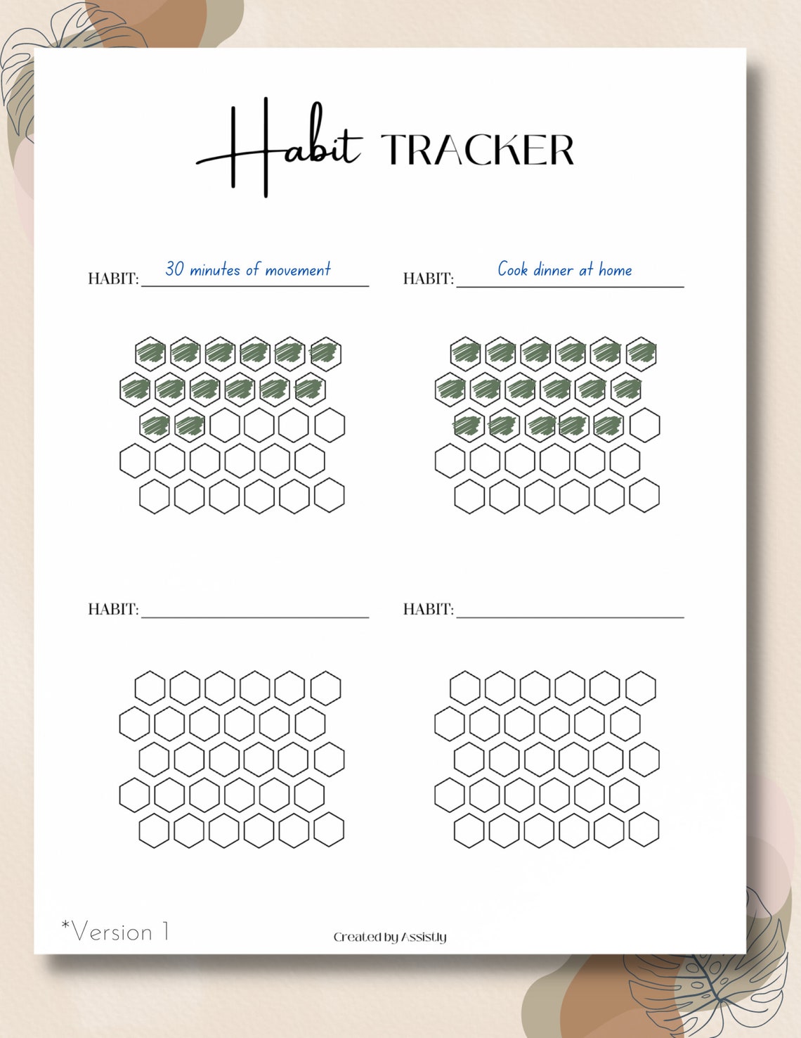 30 Day Multiple Habit Tracker | One Page Habit Tracker | Planners ...