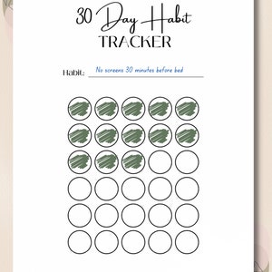 Large 30 Day Circle Habit Tracker | One Page Habit Tracker | Planners ...