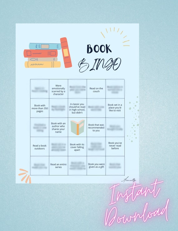 Instant Download Book Reading Printable Bingo Card - Etsy