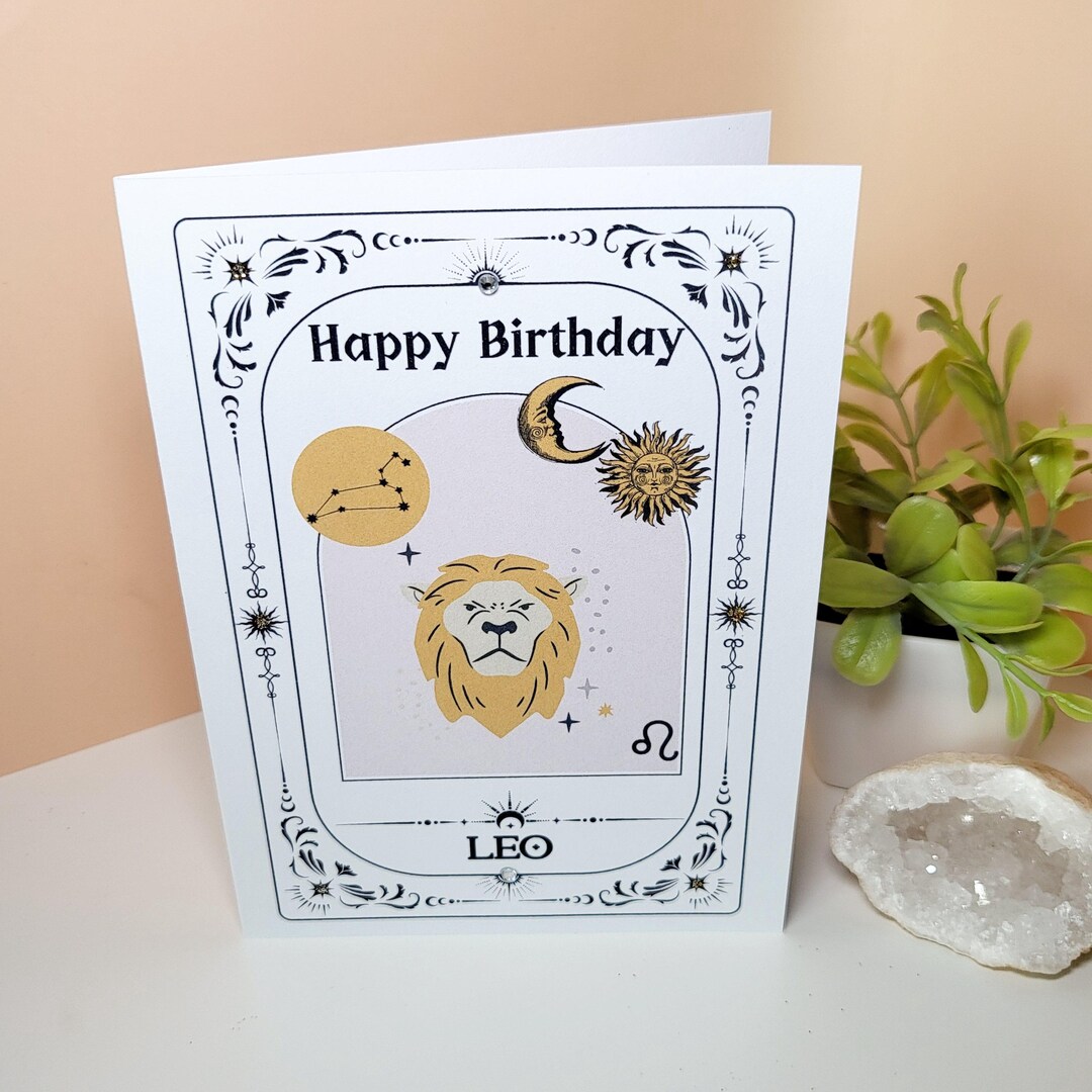 Leo Birthday Card, Tarot Star Sign Design - Etsy