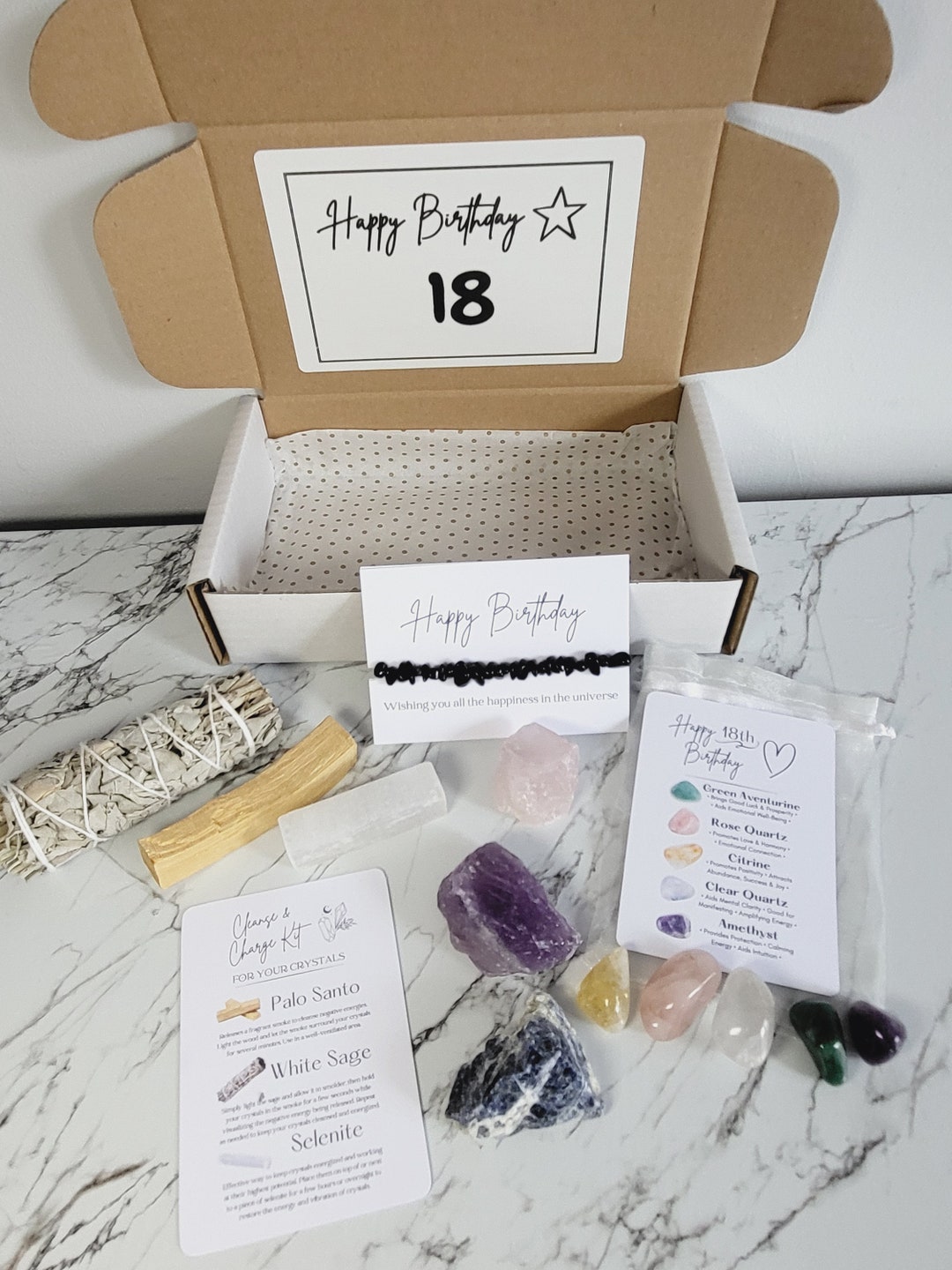 Happy 18th Birthday Crystals Gift Box Large Gemstone Gift Set Crystal ...