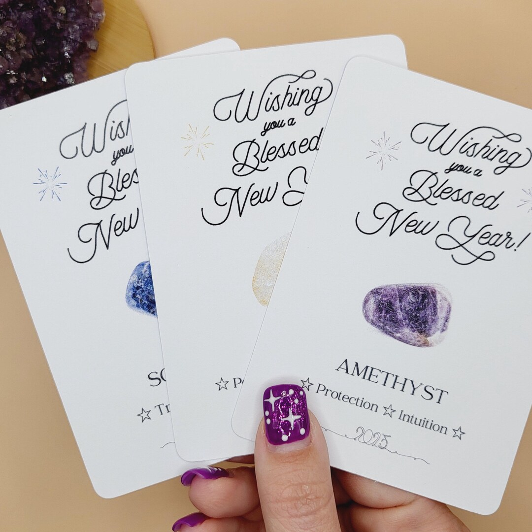 New Year Crystal Gift Card / Pocket Hug Gift Good Luck Stone 2026 ...