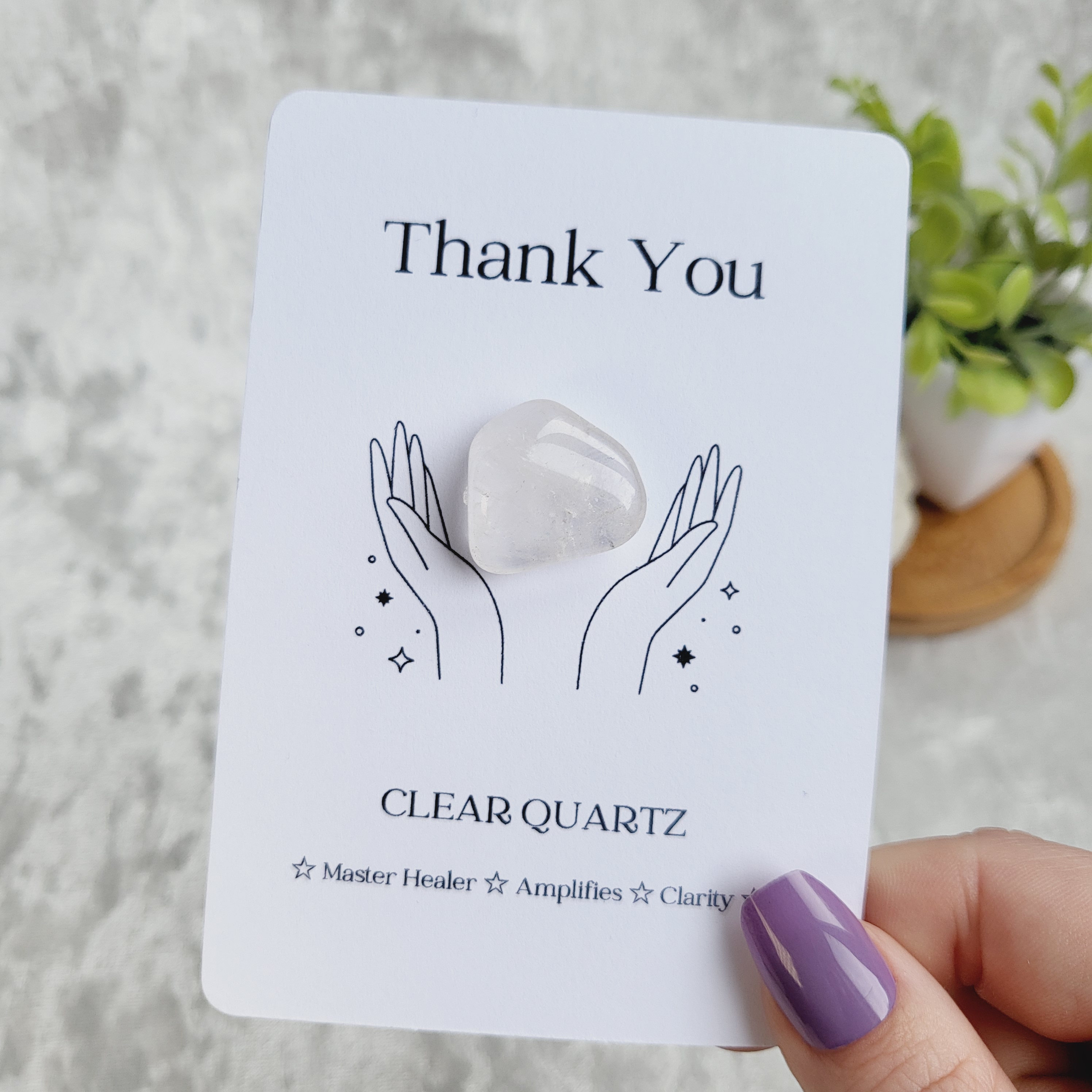 Crystal Thank You Card - Crystal Pocket Hug, Gemstone Appreciation Gift ...