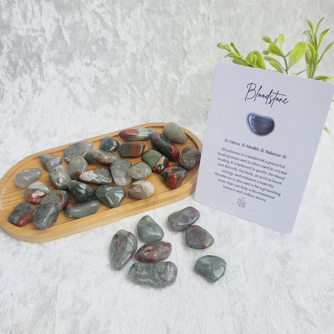 Bloodstone Crystals Tumble Stone Natural Gemstone With Info Card Medium ...