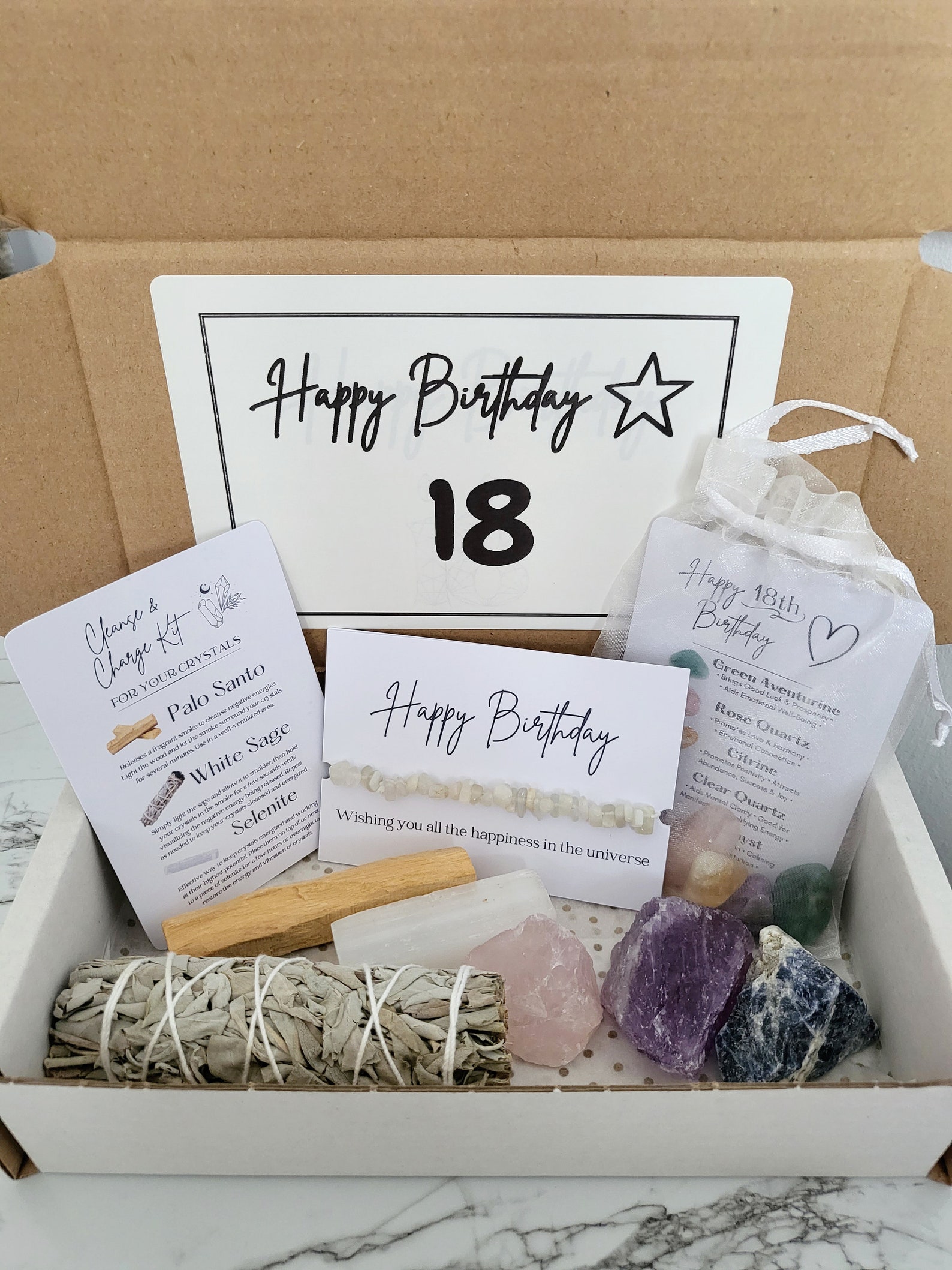 Happy 18th Birthday Crystals Gift Box Large Gemstone Gift Set Crystal ...