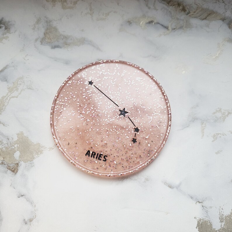 Aries Zodiac Coaster Handmade Starsign Gift Unique Birthday Idea ...