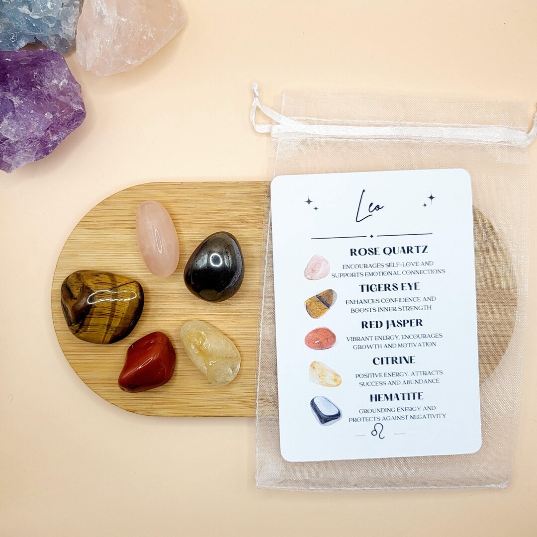 Leo Zodiac Crystal Set: Birthstones Gift Kit Gemstones - Etsy