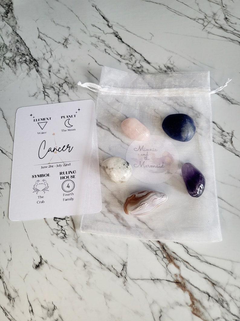 Cancer Zodiac Crystal T Set Healing Crystal Kit Cancer Etsy Uk